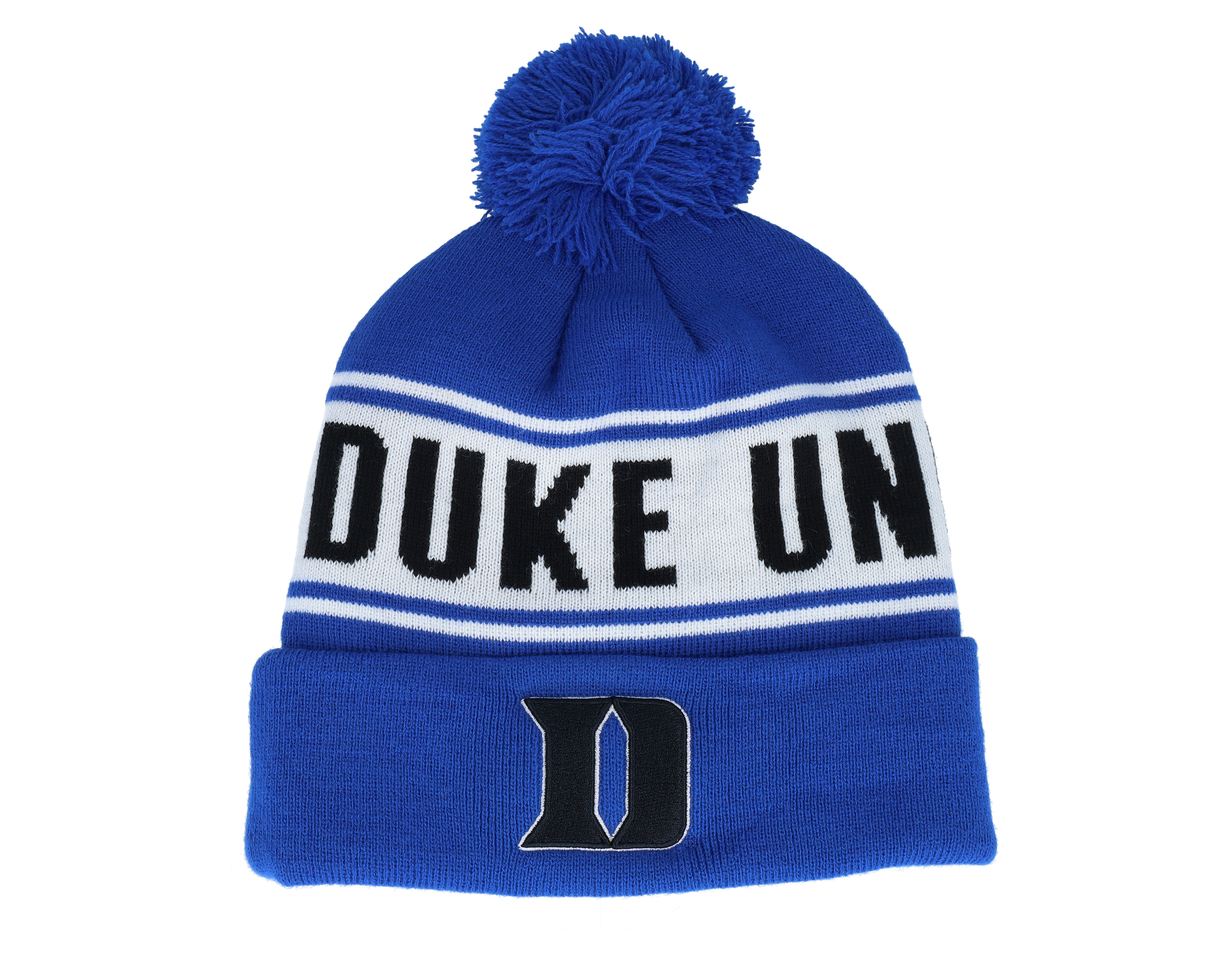 Duke Blue Devils Cuffed Knit Strike Royal Pom | Hatstoreworld.com