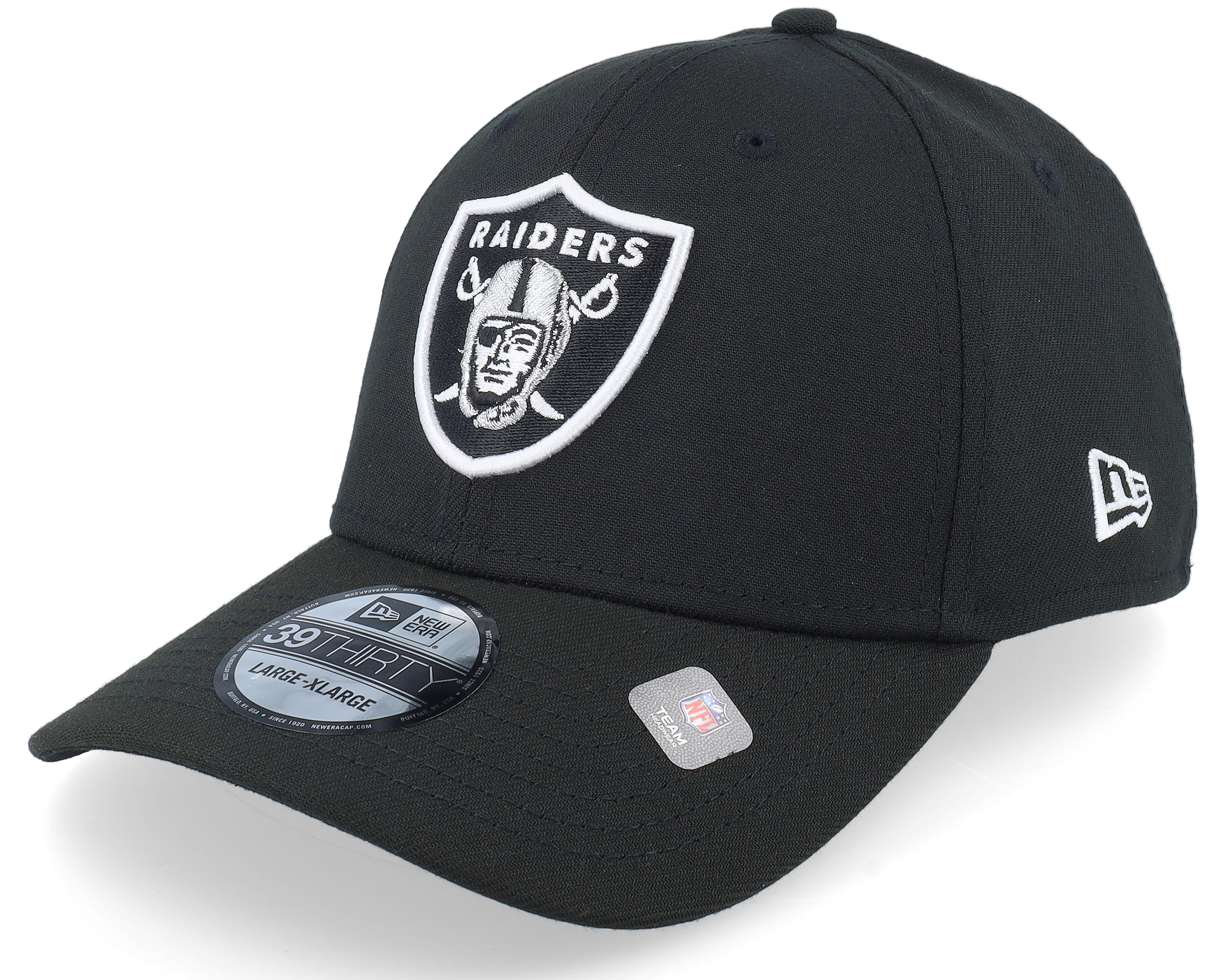 Las Vegas Raiders NFL Team Logo 39THIRTY Black Flexfit - New Era Cap ...