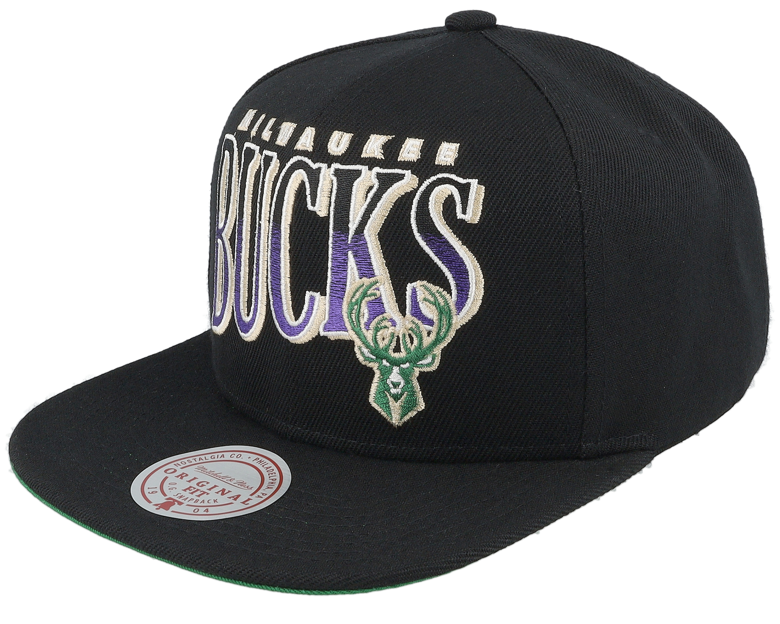 Milwaukee Bucks Line Work Black Snapback - Mitchell & Ness ...