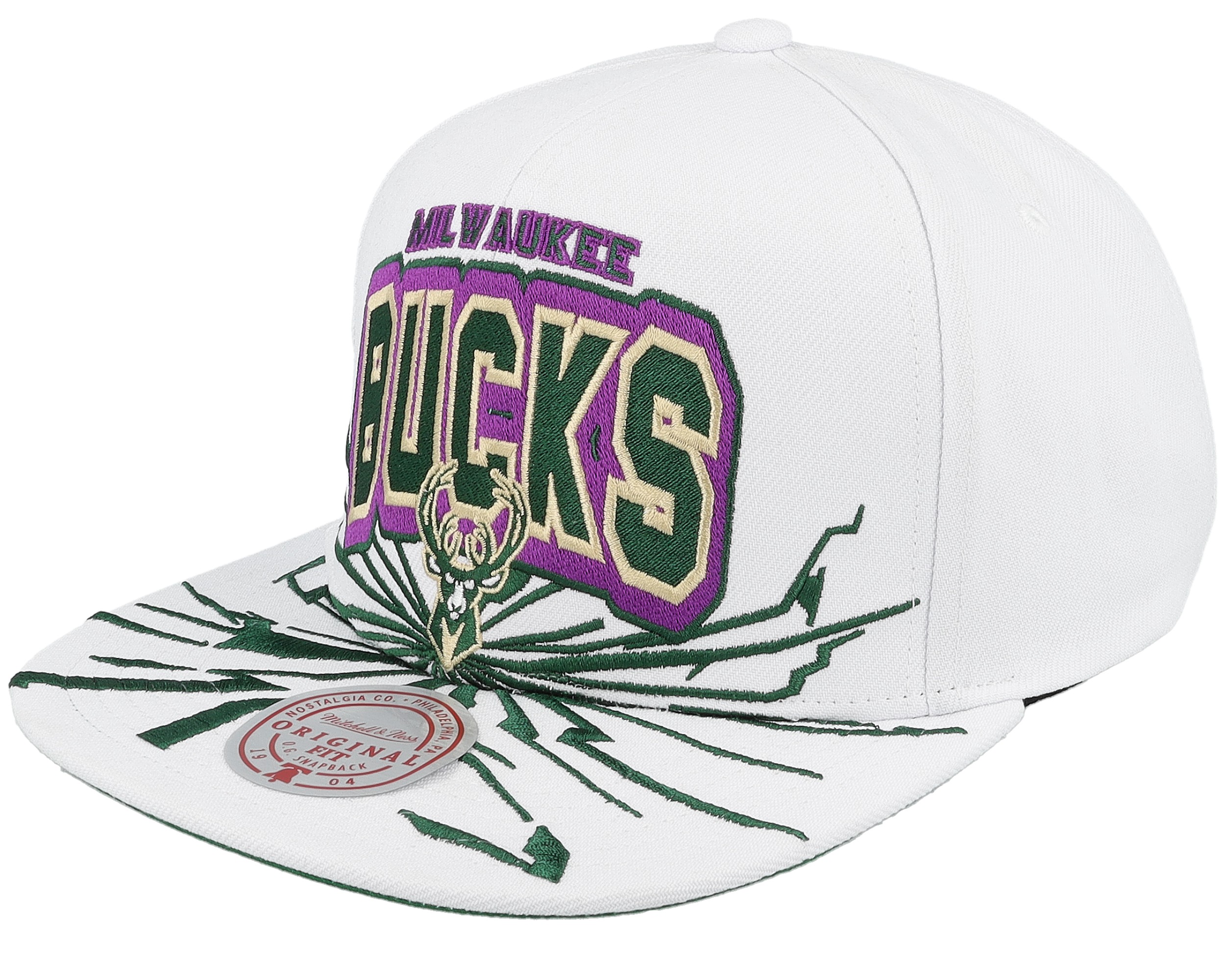 Milwaukee Bucks Aftershock White Snapback | Hatstoreworld.com