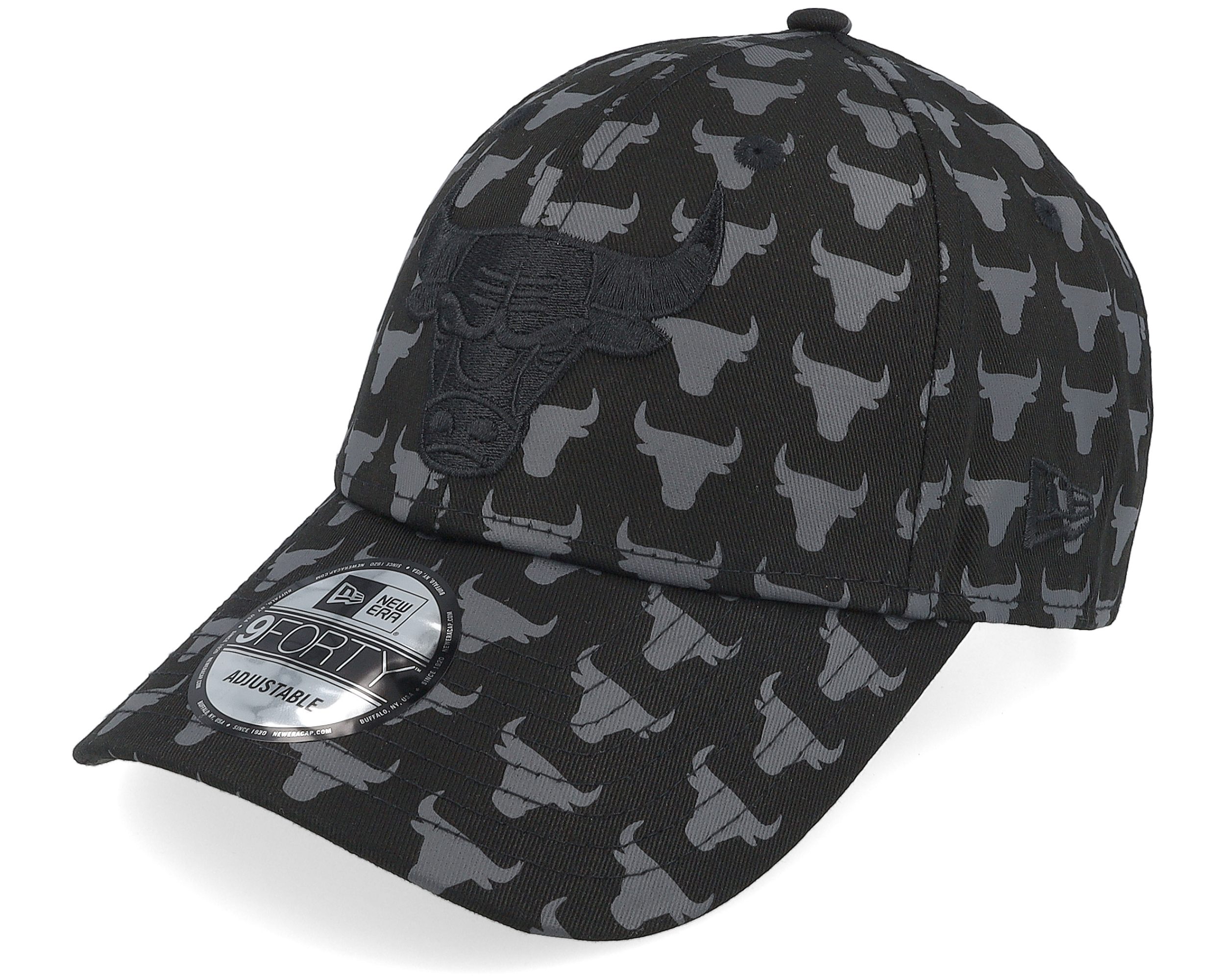 Chicago Bulls Team Monogram 9FORTY Black Adjustable | Hatstoreworld.com