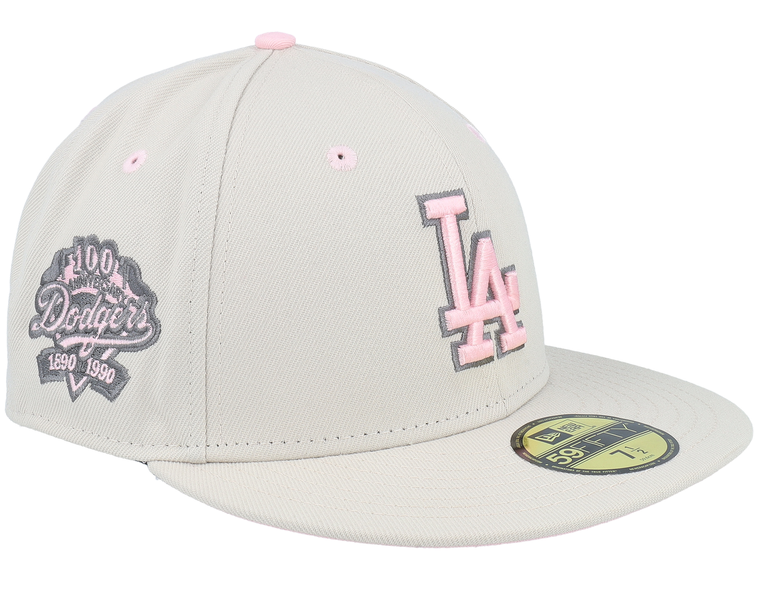 Los Angeles Dodgers Pink Sky 59FIFTY 100th Anniversary Stone/Pink ...