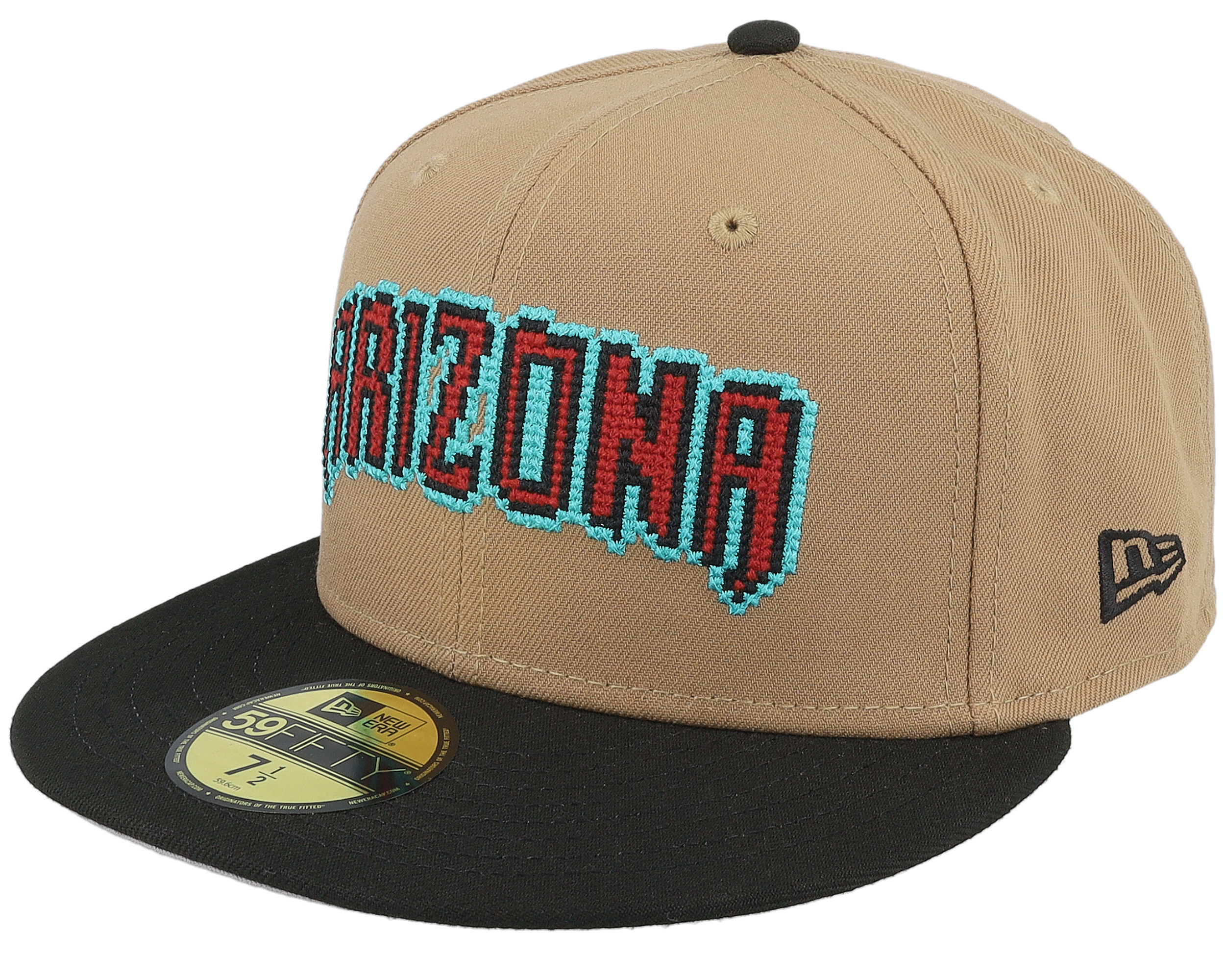 Arizona Diamondbacks Classic 8-bit Wordmark Khaki/Black Fitted ...