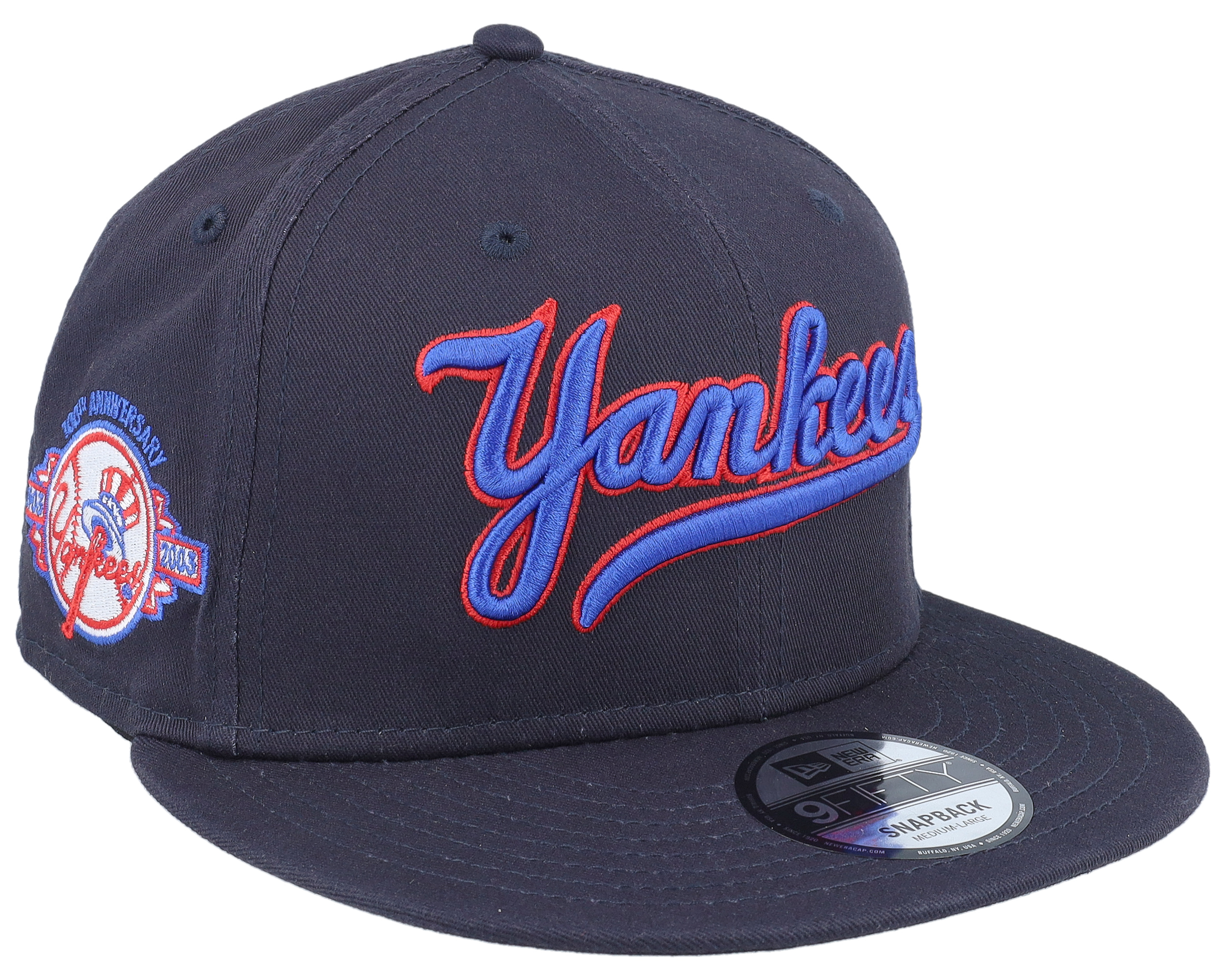 New York Yankees Wordmark Patch 9FIFTY Navy Snapback | Hatstoreworld.com