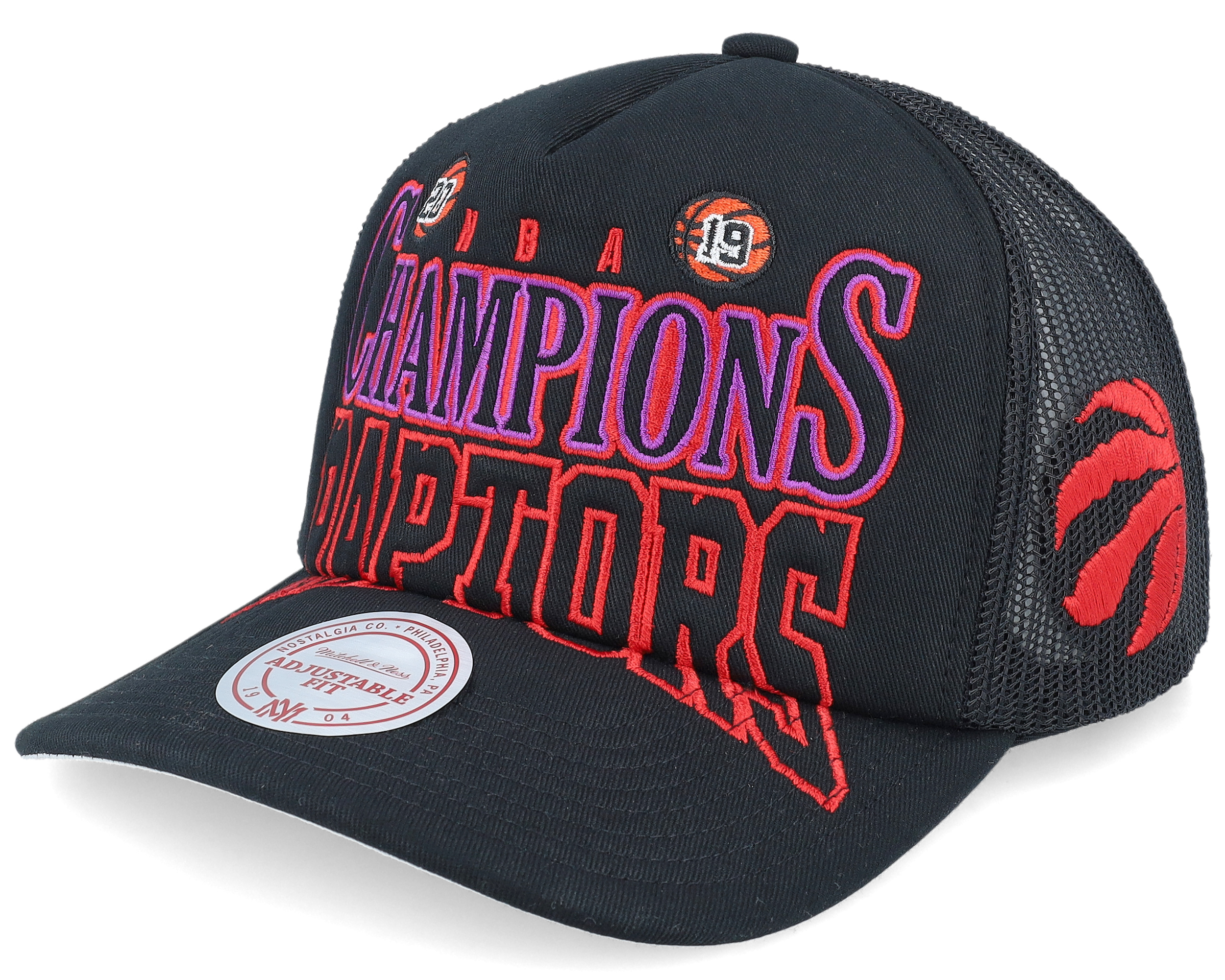 Toronto Raptors Big Champ Black A-Frame Trucker | Hatstoreworld.com