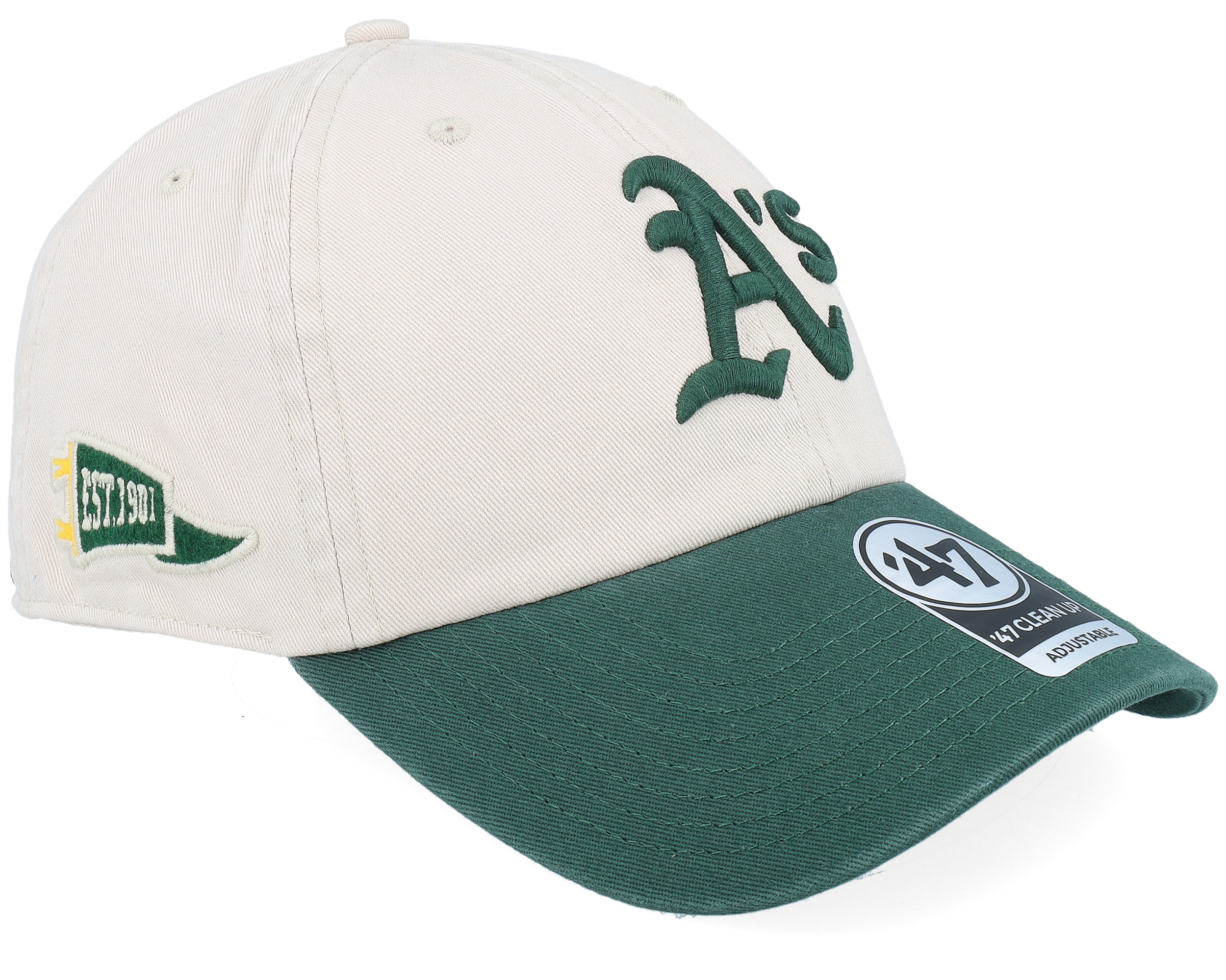 Oakland Athletics MLB Stand 47 Clean Up Bone/Dark Green Dad Cap ...