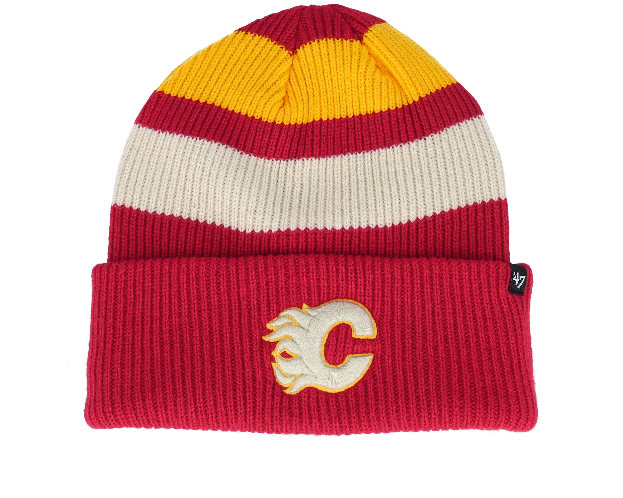 Calgary Flames Clubhouse Jennings 47 Beanie Red/White/Yellow Cuff ...