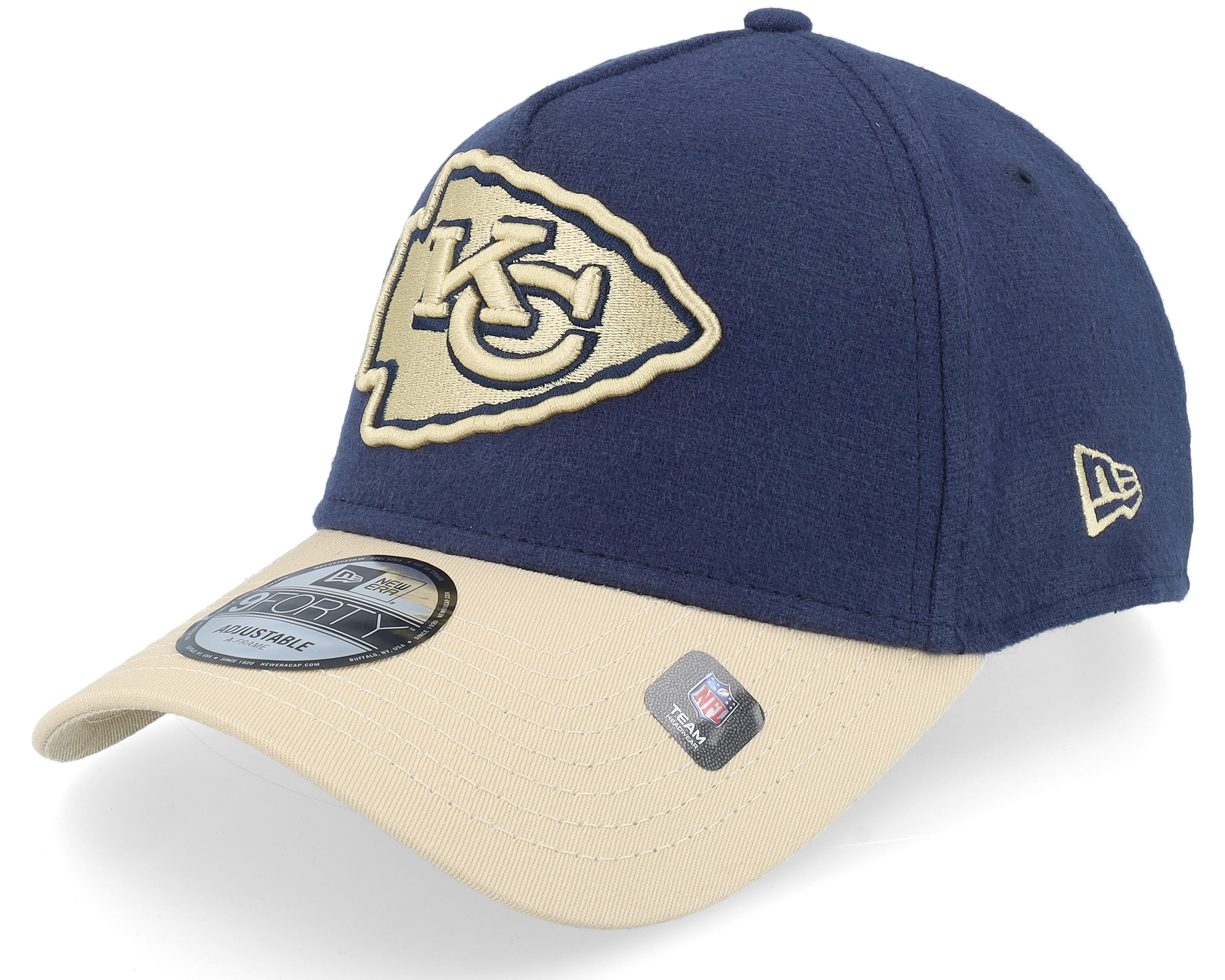 Kansas City Chiefs Moleskin Crown Navy/Stone A-frame Adjustable - New ...