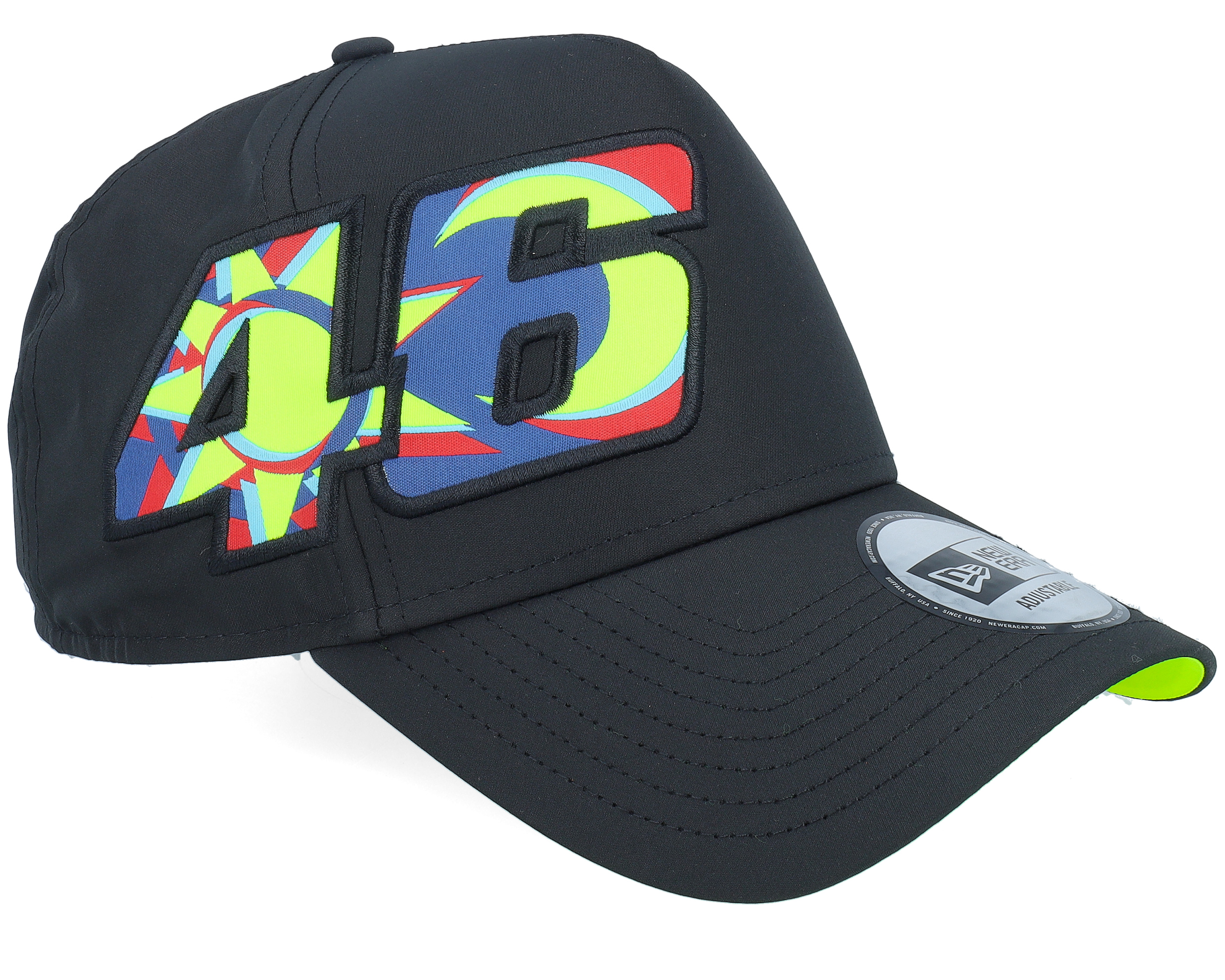 VR46 Moon Sun Vr46 Black/Neon Green A-frame Trucker | Hatstore.com