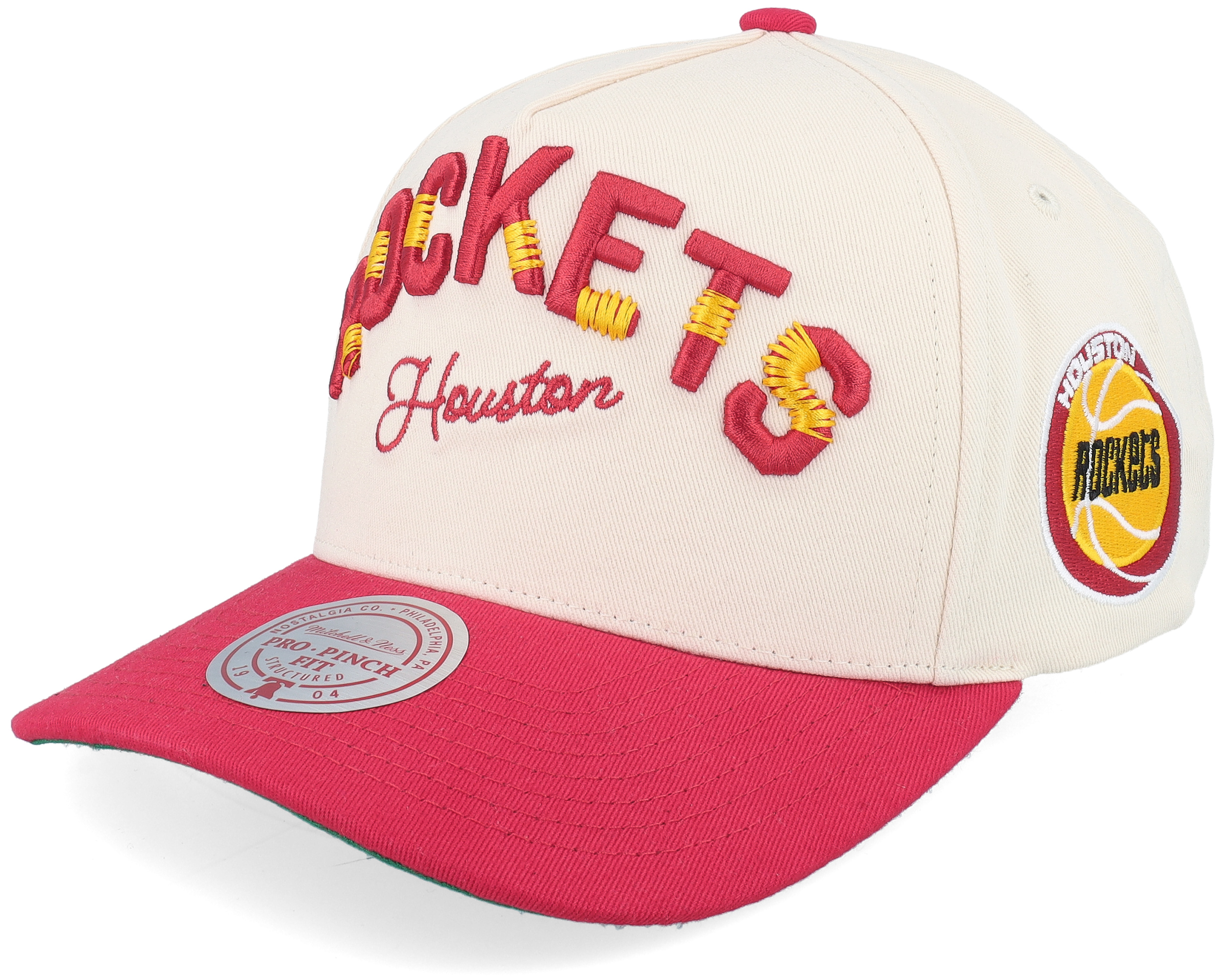 Houston Rockets Staggered Zag Pro Off White/Red A-frame Adjustable - Mitchell & Ness ...