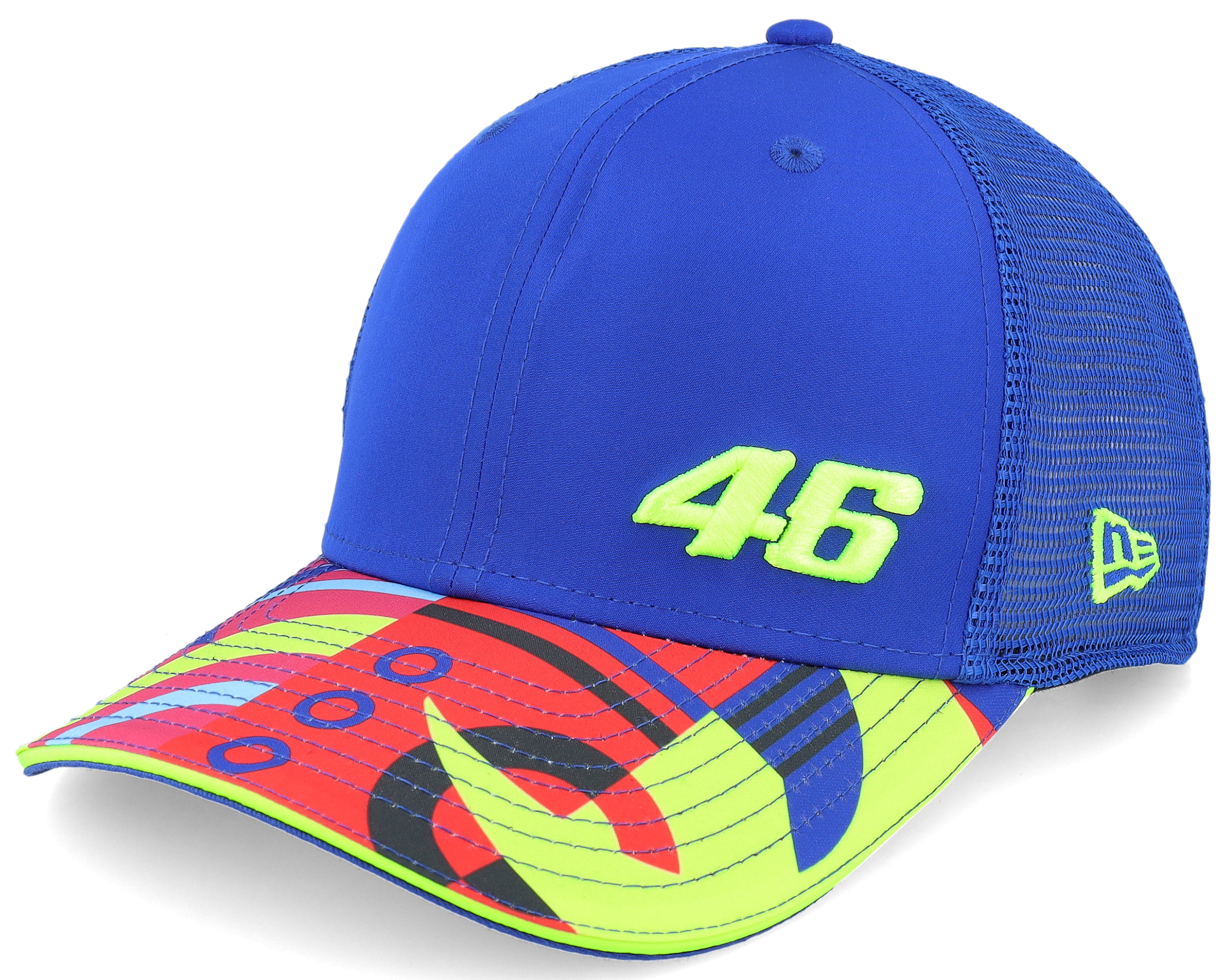VR46 Vale Fanwear 9SEVENTY Royal Blue Trucker - New Era | Hatstore.com