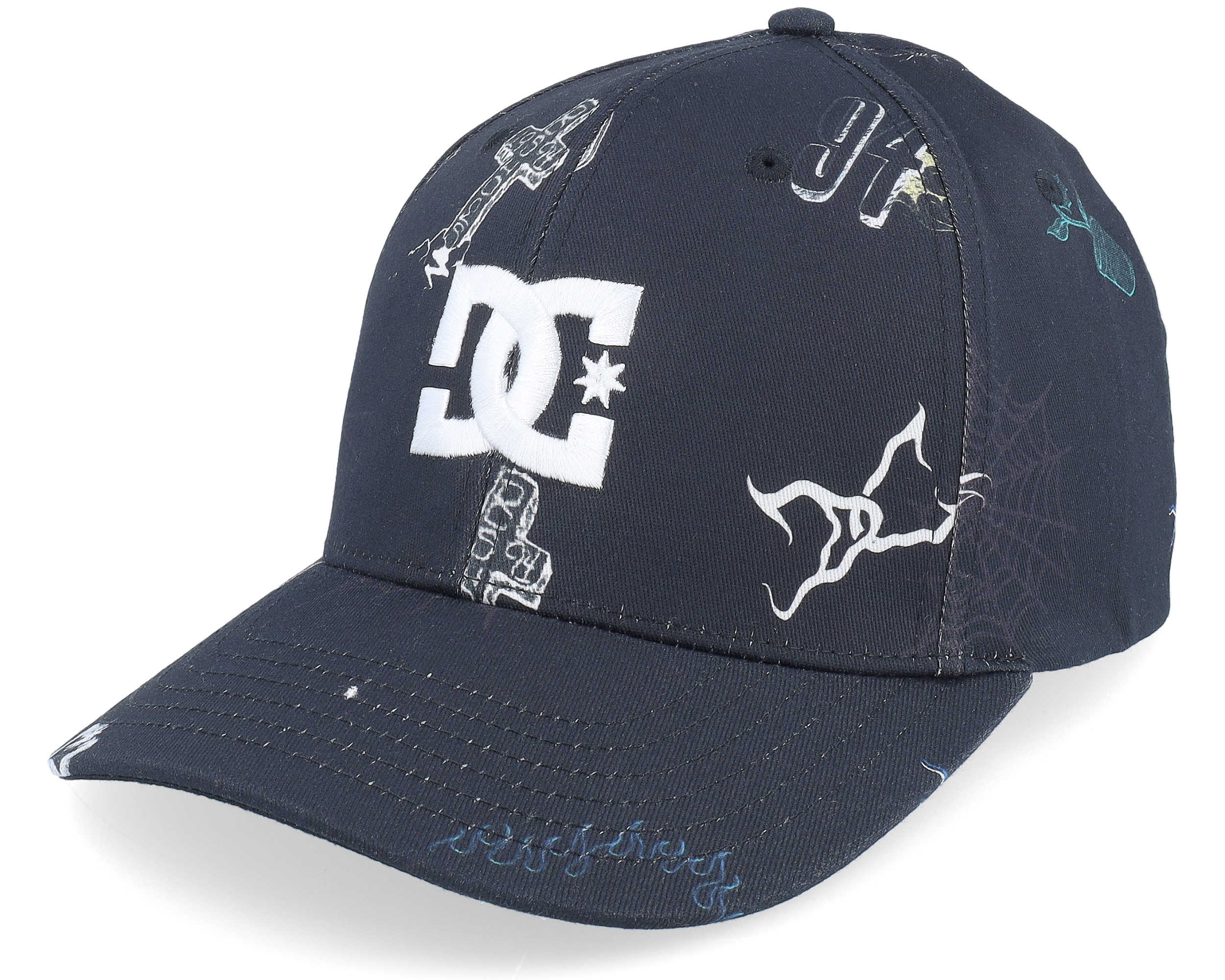 Star Black Scribble Print Flexfit - DC cap | Hatstoreworld.com