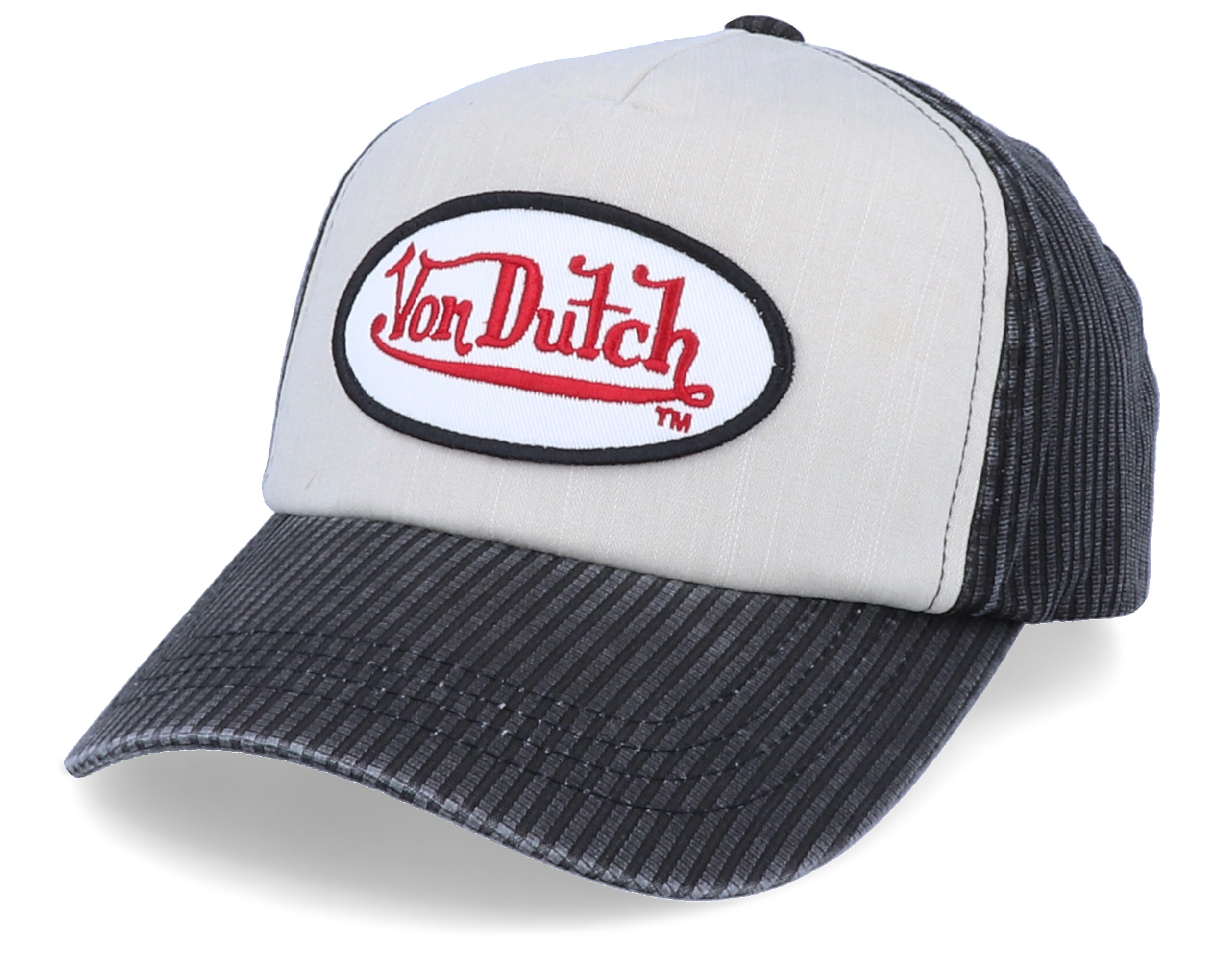 Oval Patch Beige/Black Stripes Adjustable | Hatstoreworld.com