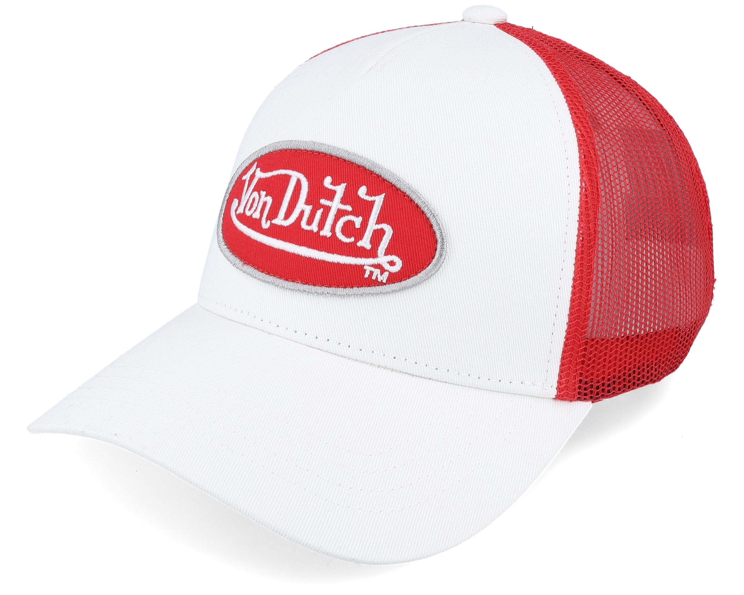 Oval Patch White/Red Trucker - Von Dutch | Hatstoreworld.com