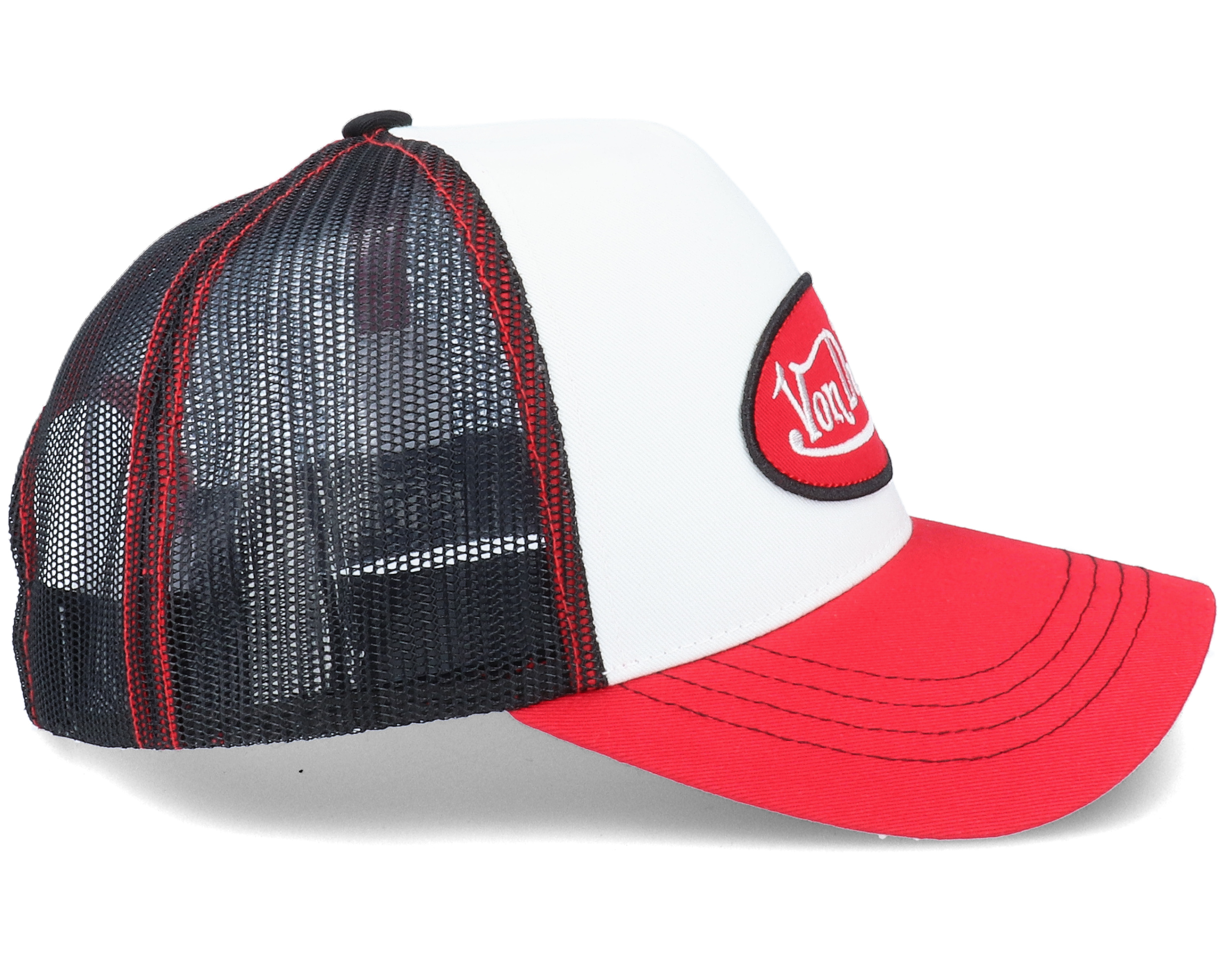 Oval Patch White/Black/Red Trucker - Von Dutch cap | Hatstoreworld.com