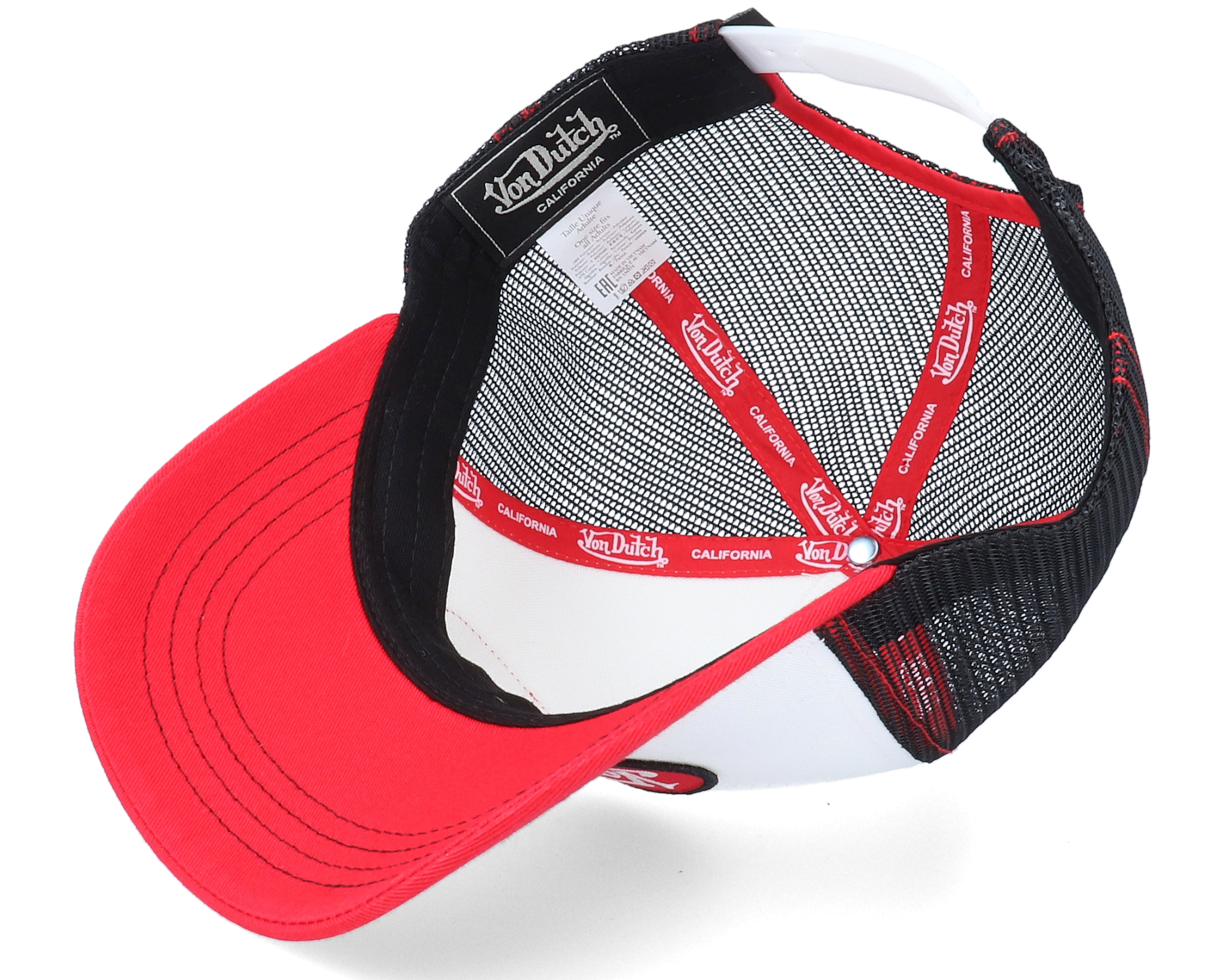 Oval Patch White/Black/Red Trucker - Von Dutch cap | Hatstoreworld.com