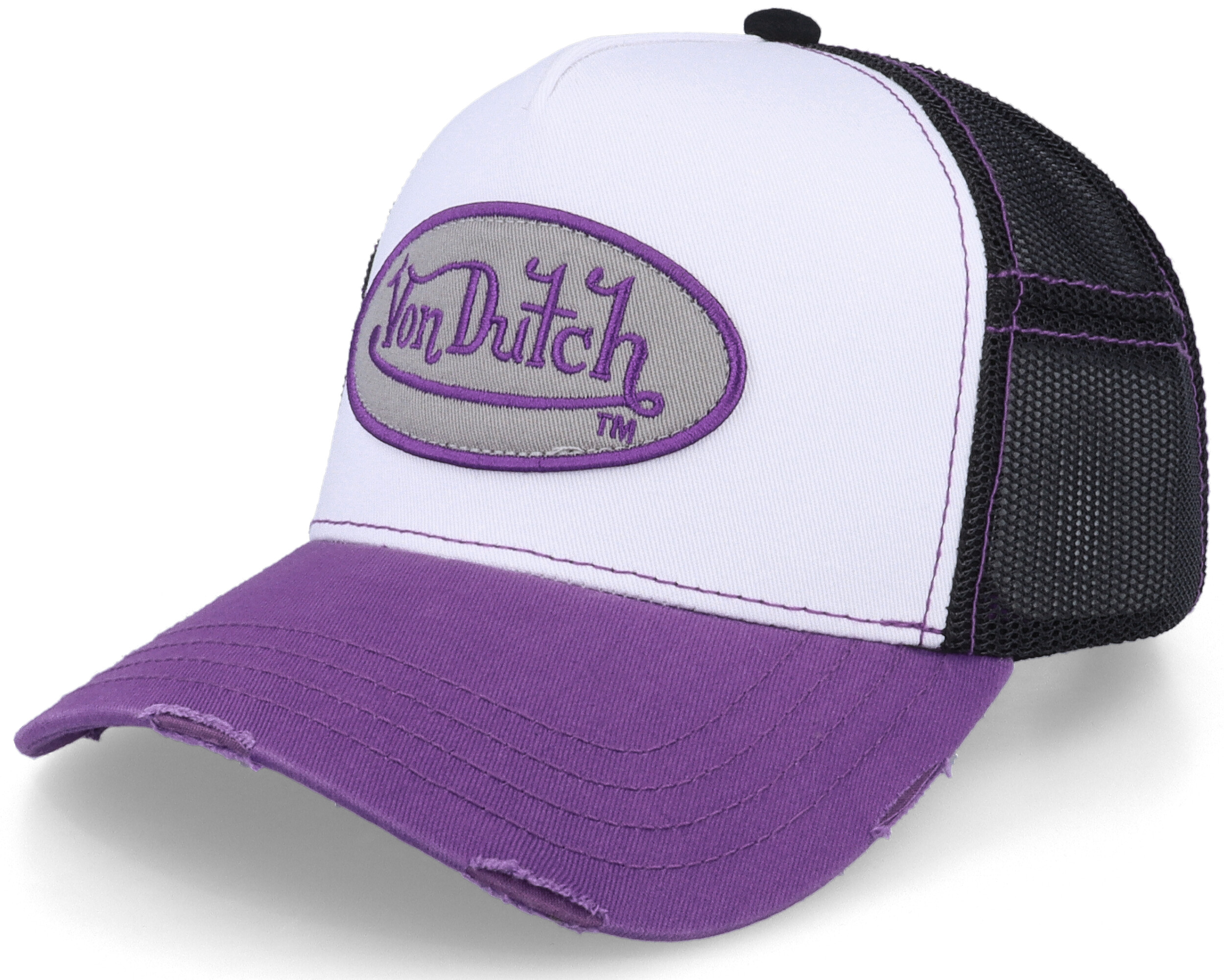 Oval Patch Sum White/Black/Purple Trucker | Hatstoreworld.com