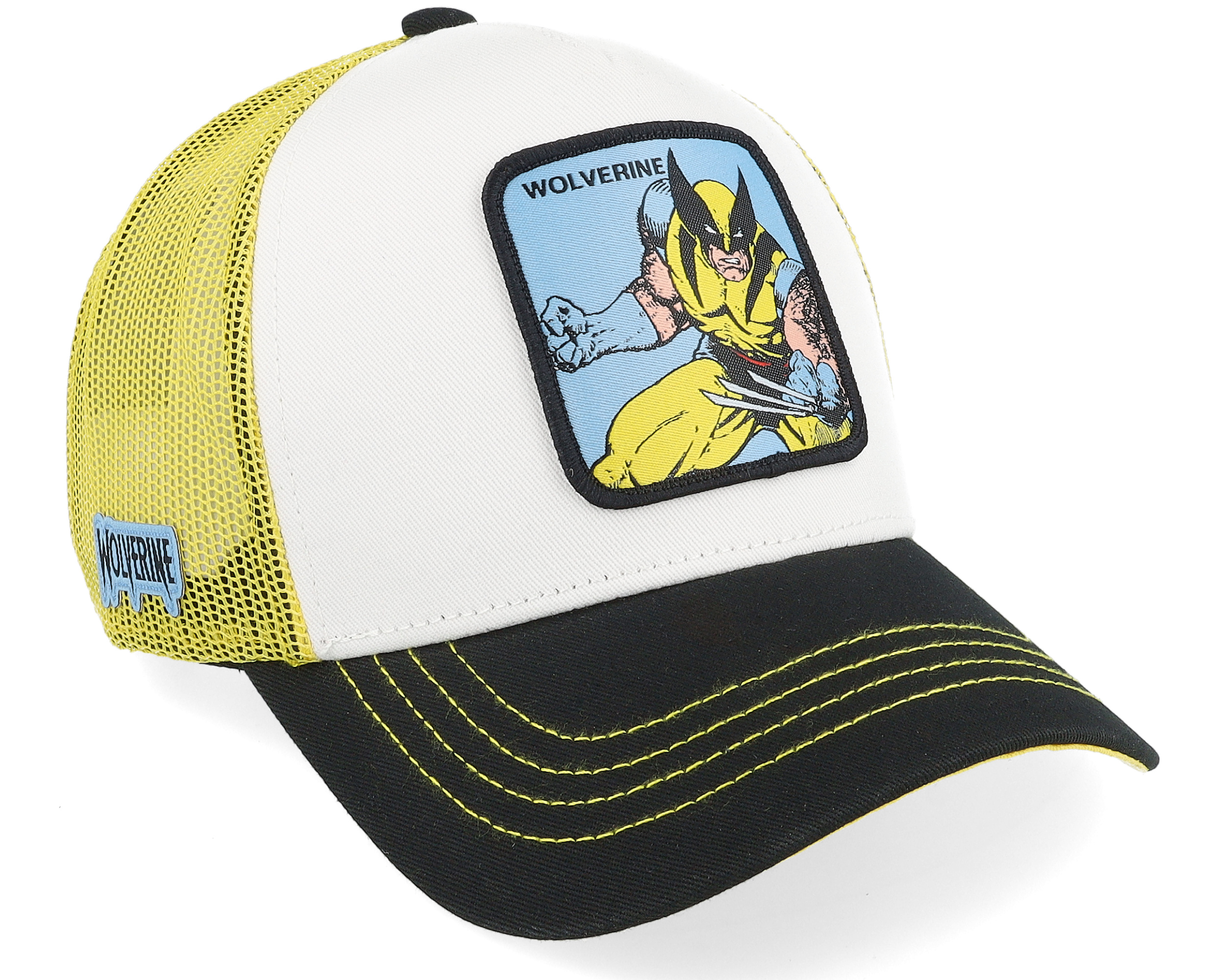 Marvel Wolverine White/Black/Yellow A-Frame Trucker - Capslab Cap ...