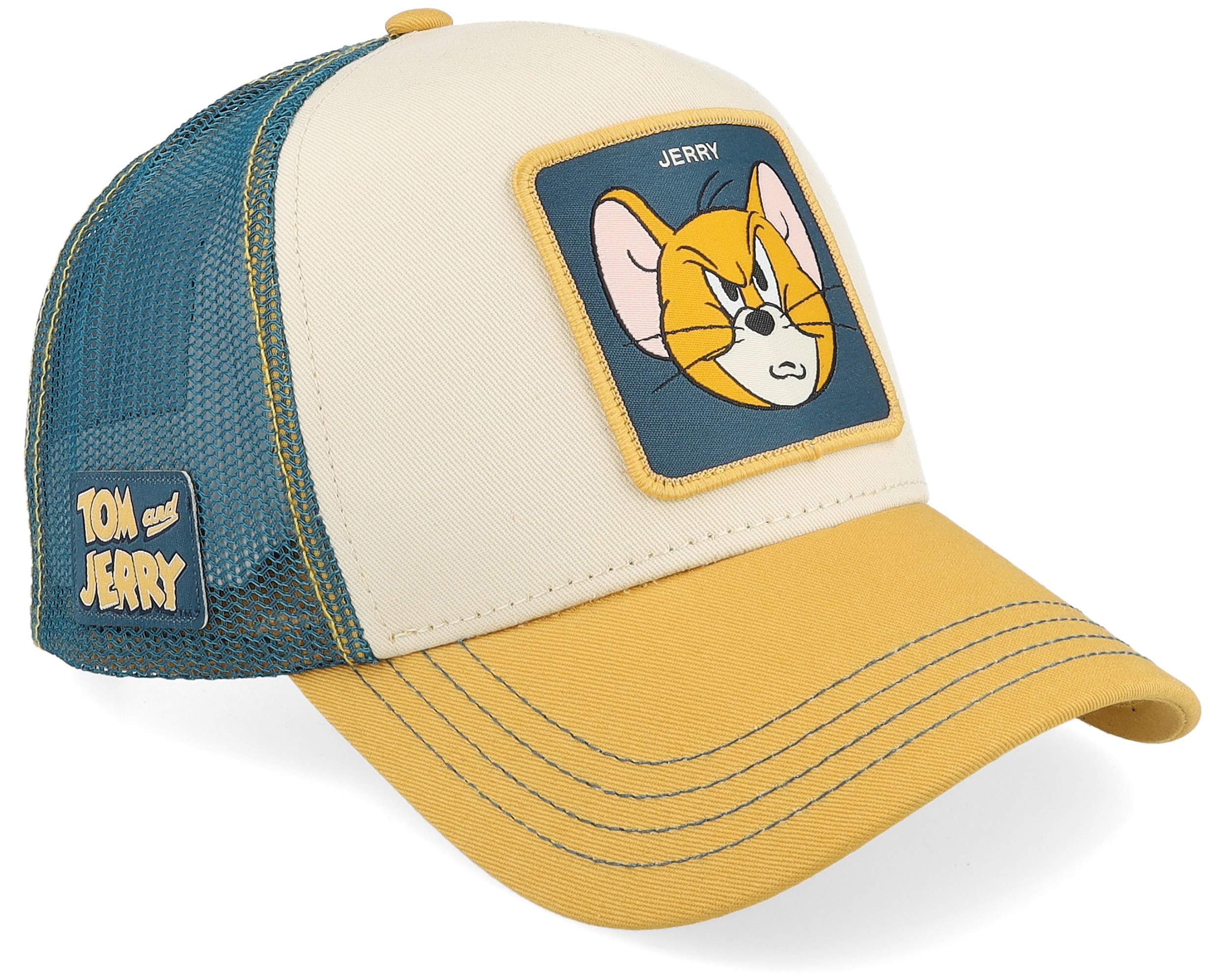 Tom & Jerry Jerry Beige/Yellow A-Frame Trucker | Hatstoreworld.com