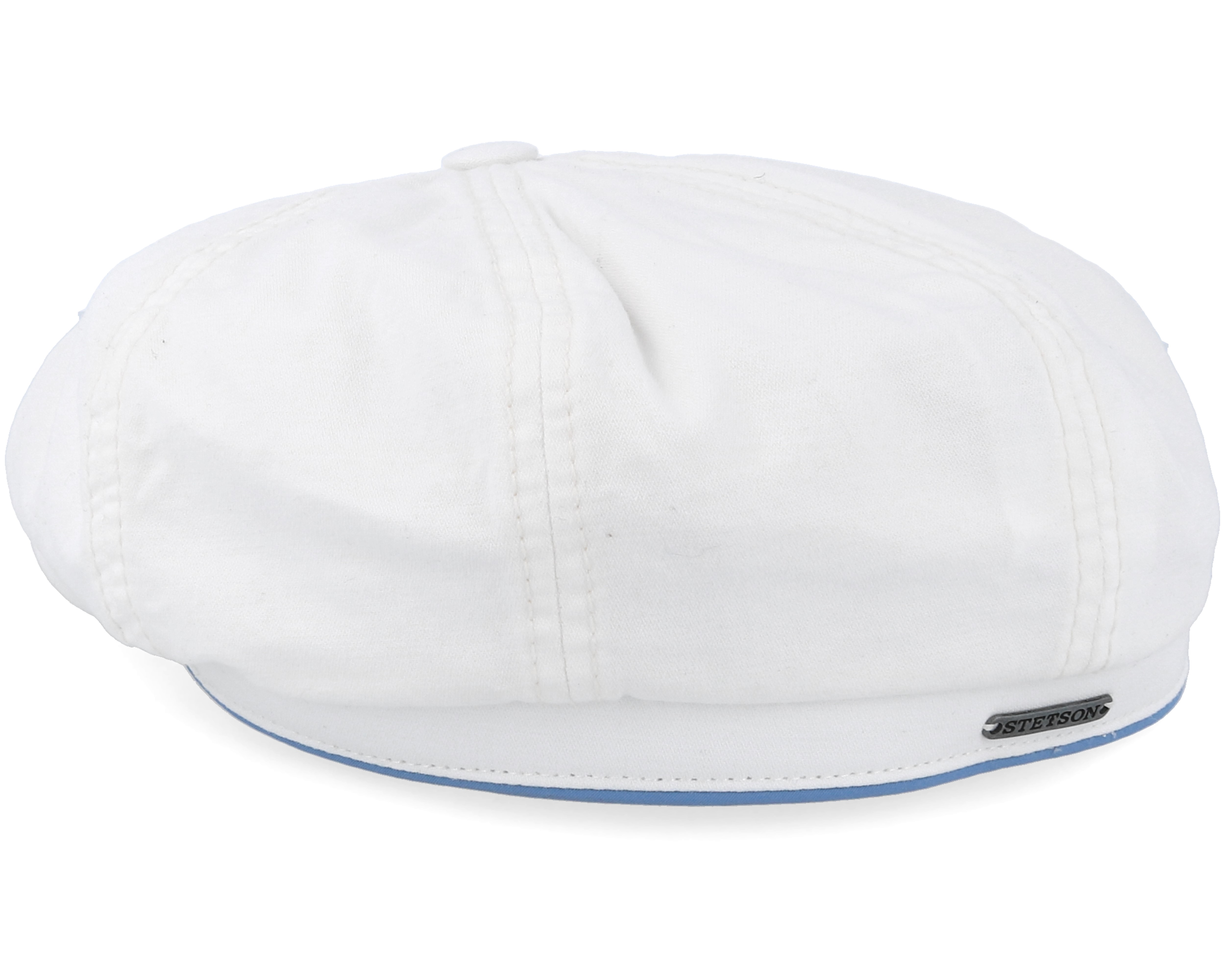 Hatteras Dyed Cotton White Flat Cap - Stetson cap | Hatstoreworld.com