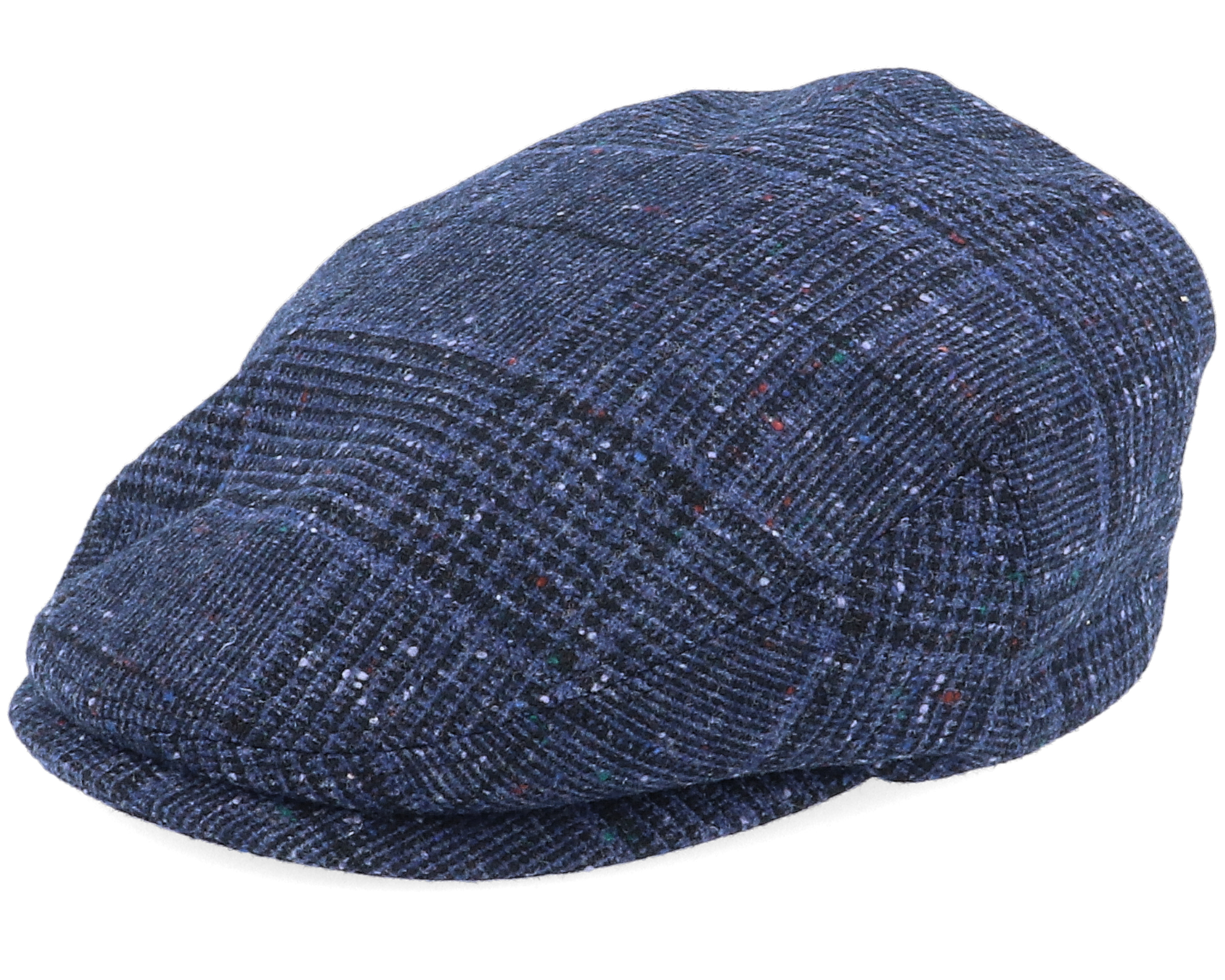 Kent Wool Glencheck Navy Flat Cap | Hatstoreworld.com