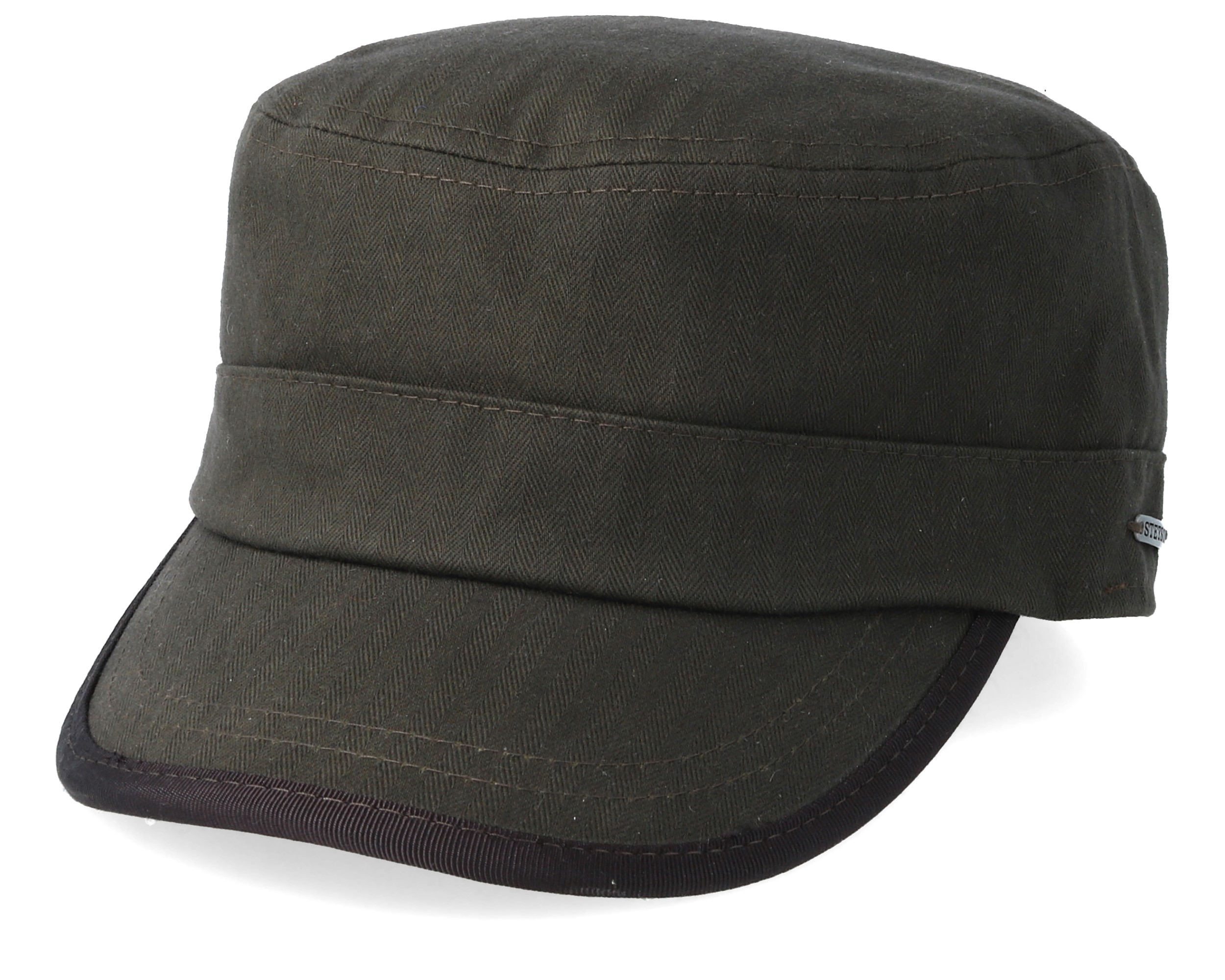 Cap Cotton Herringbone Dark Army Green Army Stetson Cap cap-cotton-herringbone-dark-army-green-army-stetson-cap
