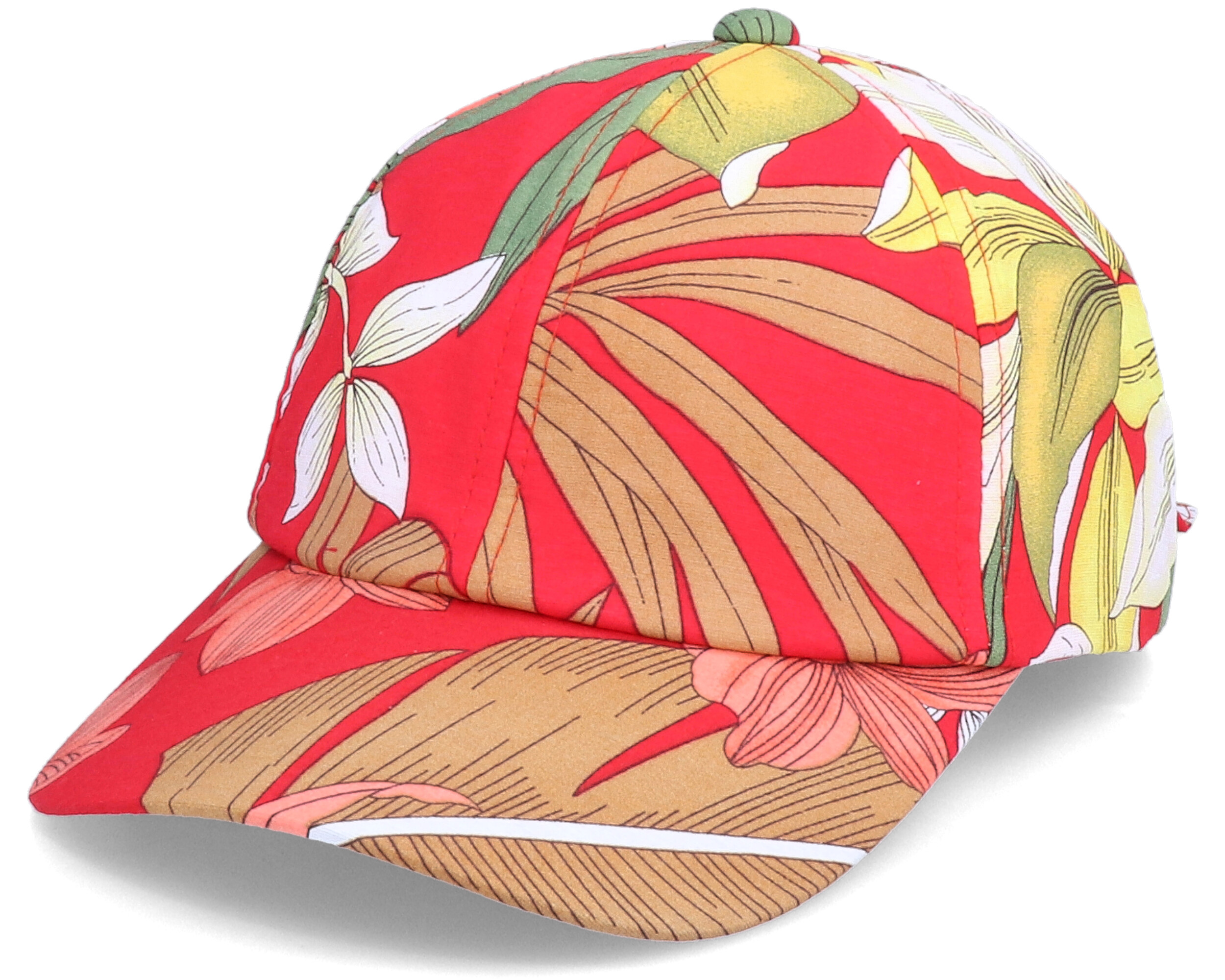 Baseballcap In Tropical Fabric Wine Red Dad Cap | Hatstoreworld.com