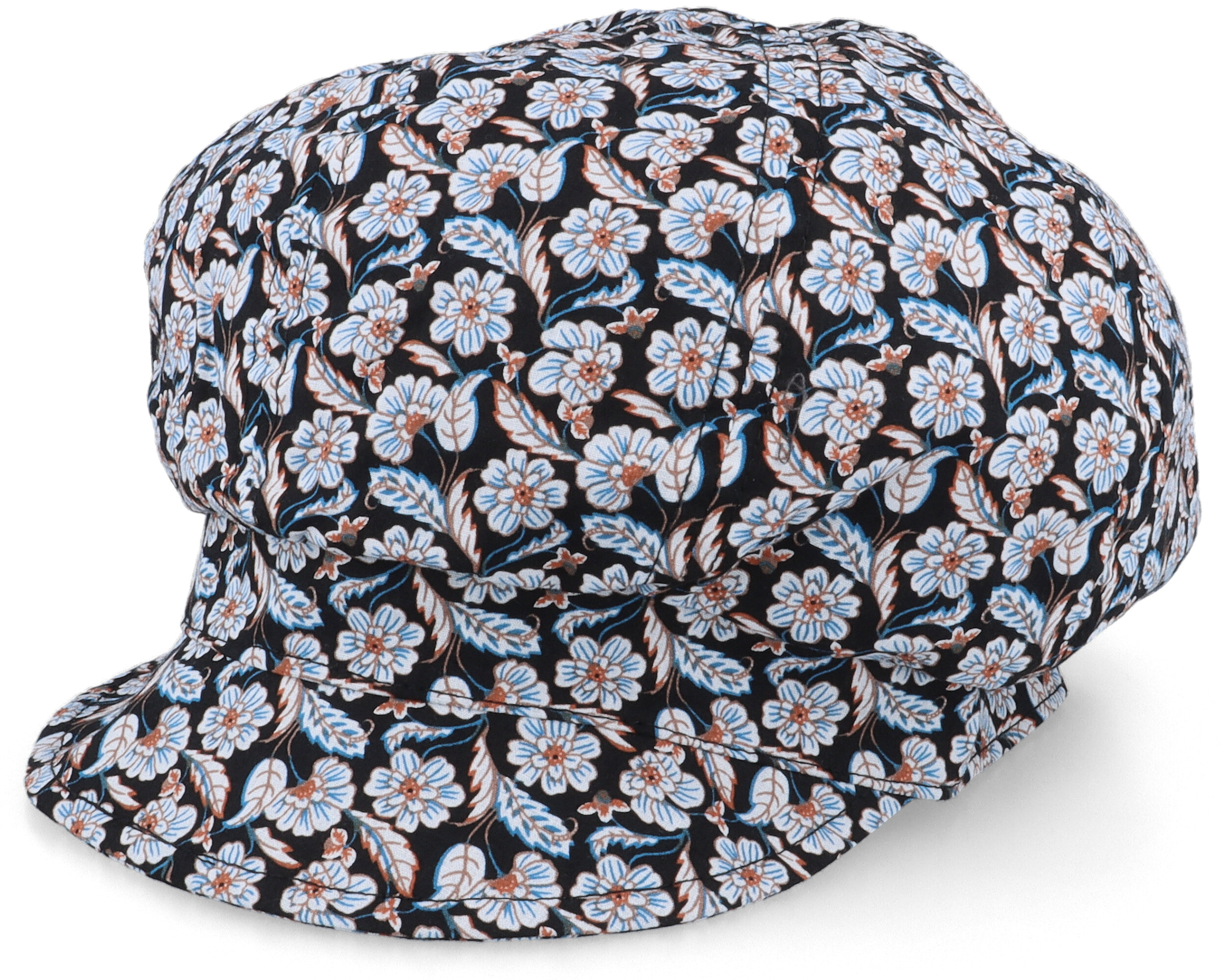 Balloon Cap In Flower Fabric Black Vega Cap - Seeberger | Hatstoreworld.com