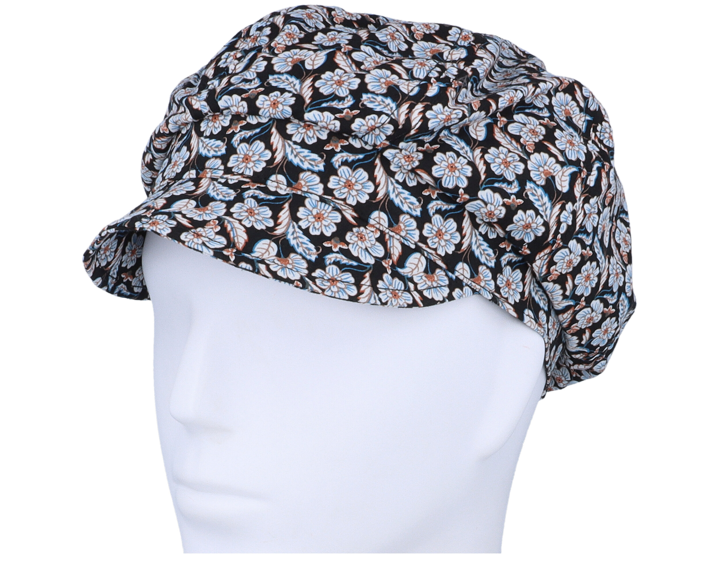 Balloon Cap In Flower Fabric Black Vega Cap - Seeberger kep | Hatstore.com