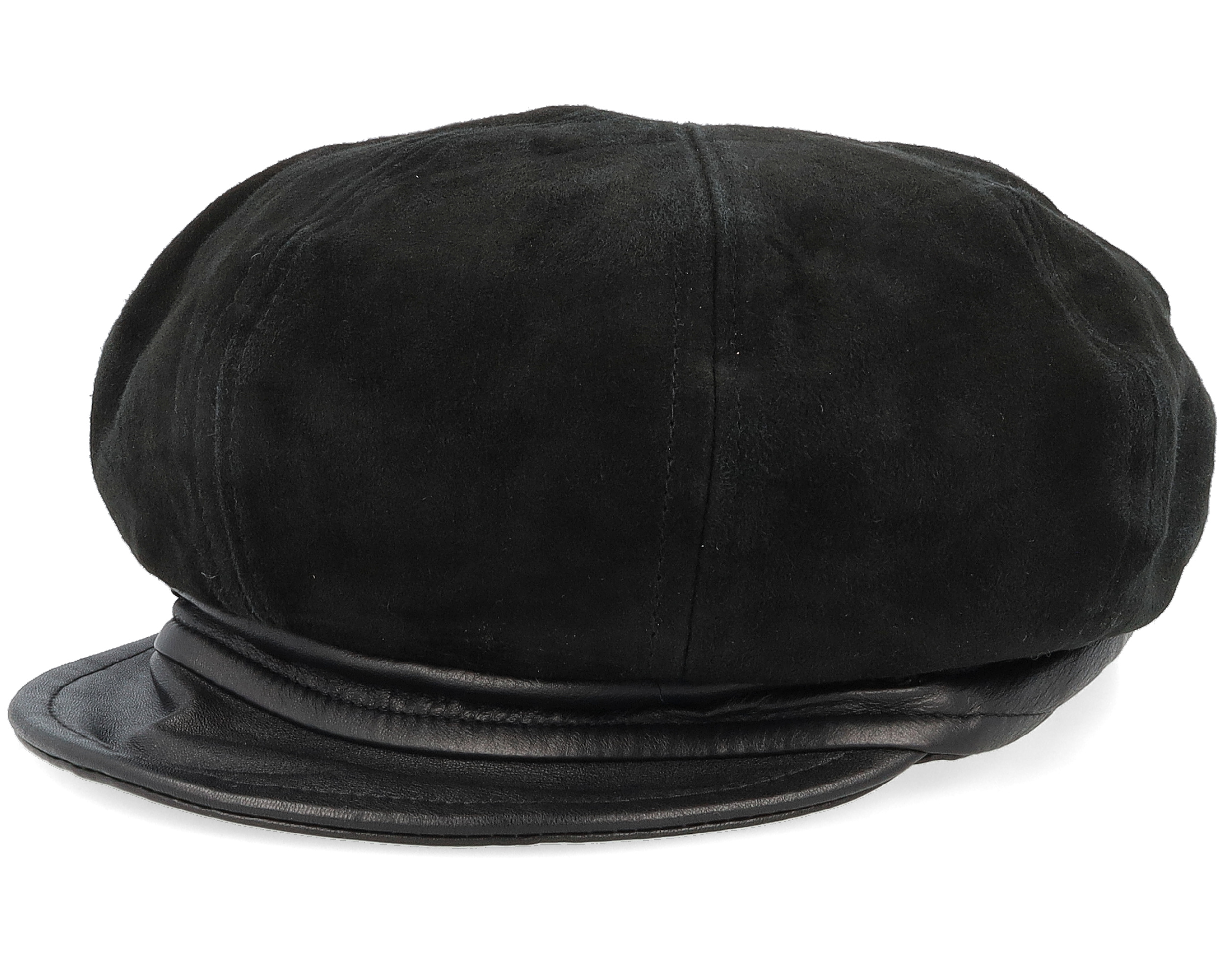 Velour Leather Balloon Cap Black Vega Cap | Hatstoreworld.com