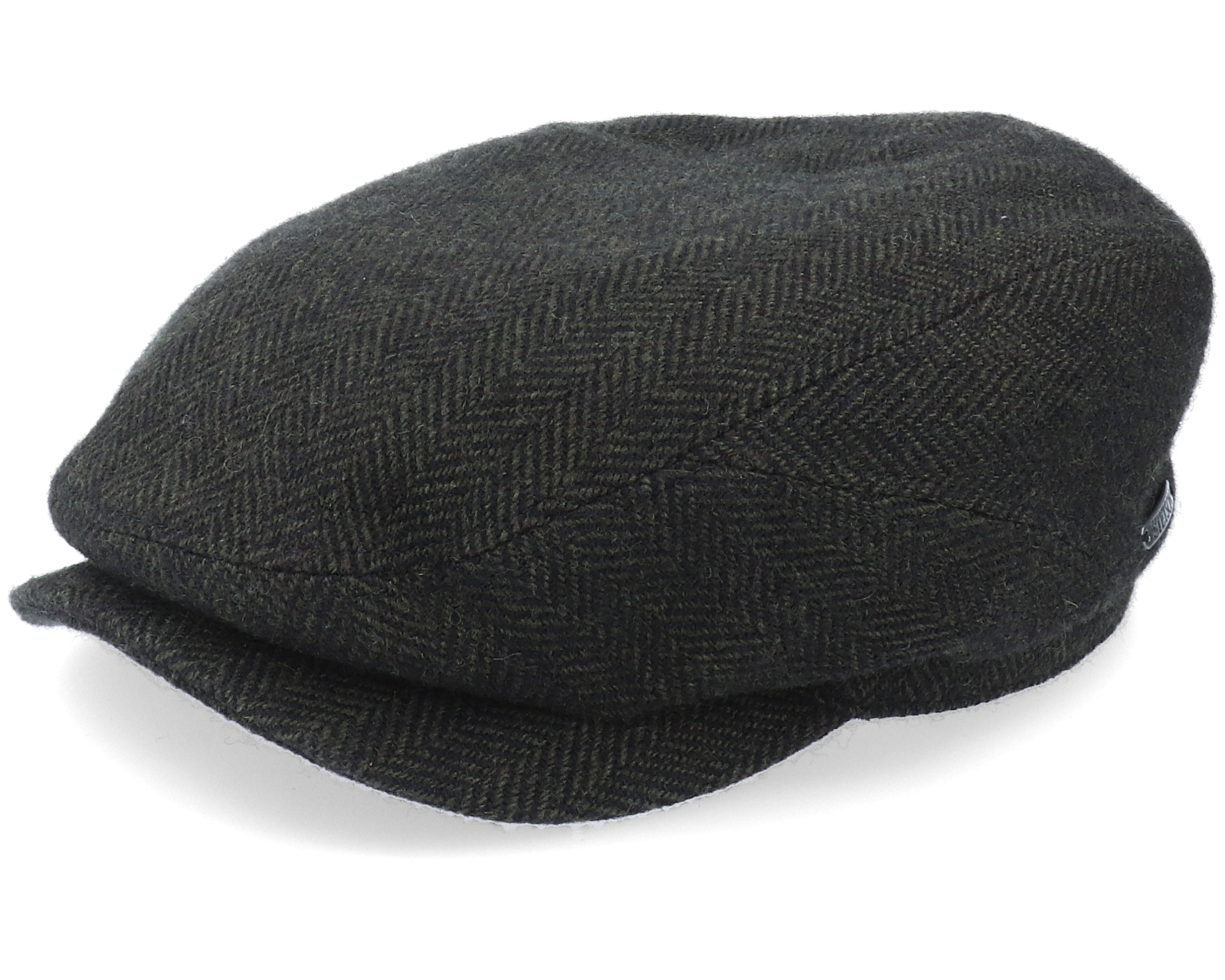 Driver Cap Wool Herringbone Black Flat Cap | Hatstoreworld.com
