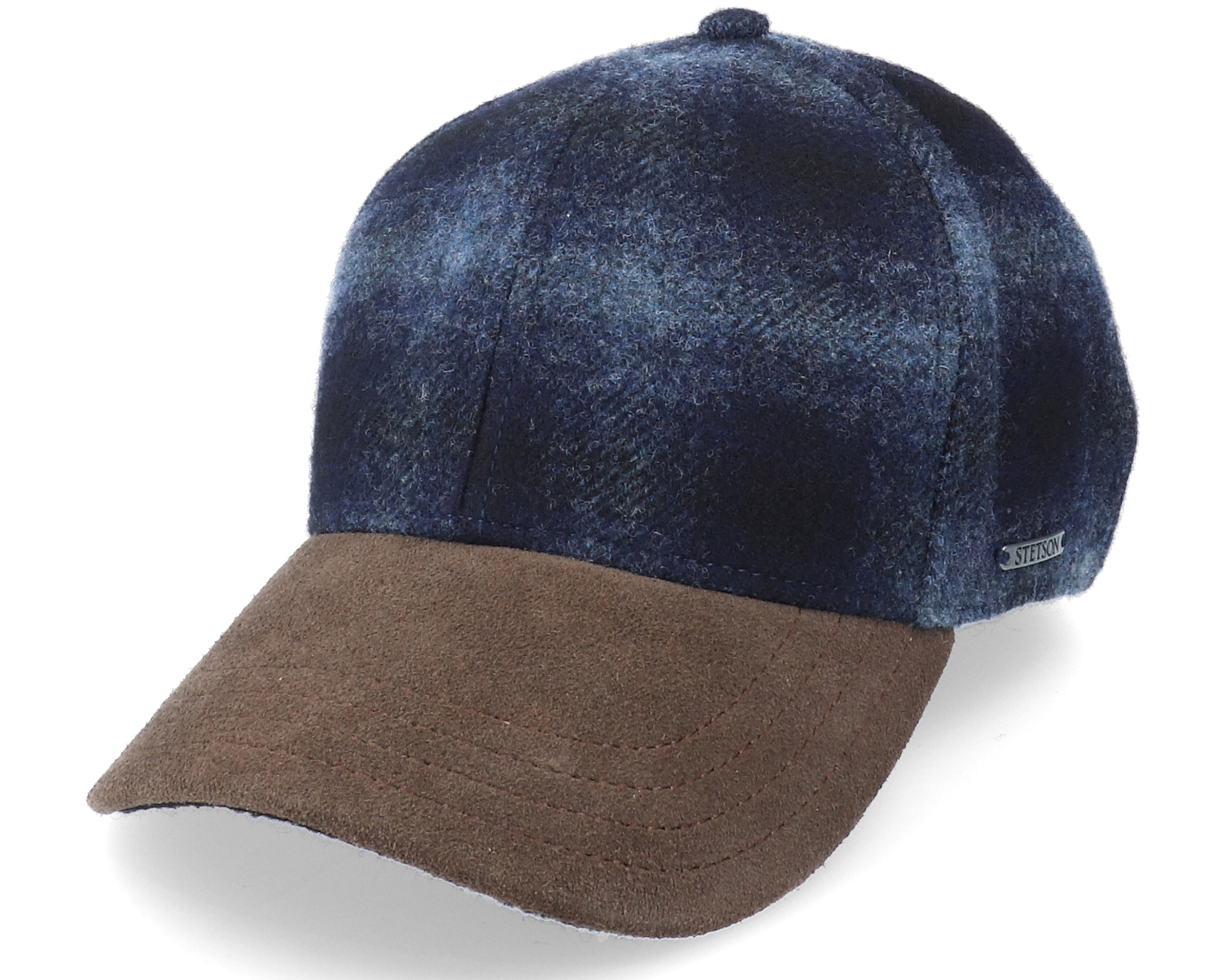 Baseball Cap Wool Check Navy Fitted | Hatstoreworld.com