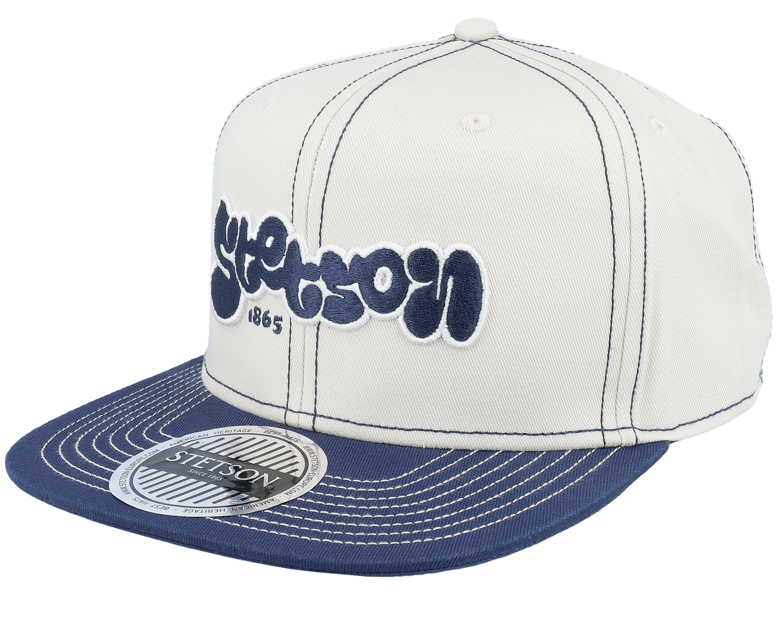 Baseball Cap Cotton Navy/Sand Snapback - Stetson | Hatstoreworld.com