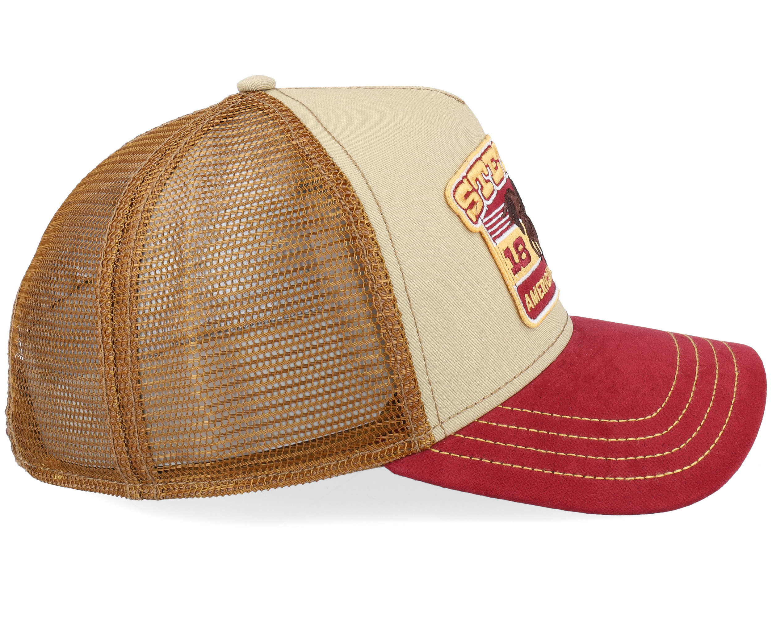 Rodeo Beige/Wine A-Frame Trucker - Stetson Cap | Hatstore.com
