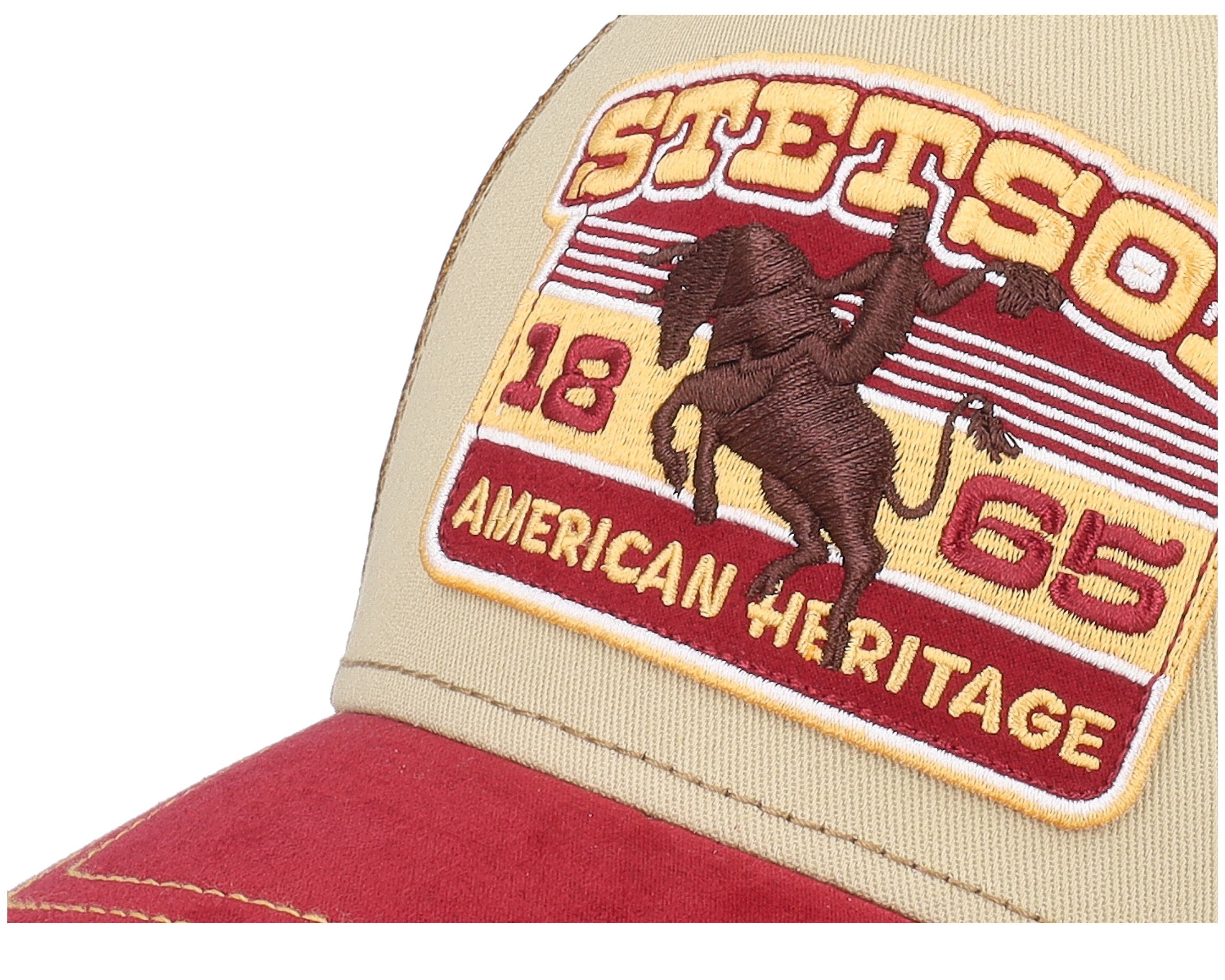 Rodeo Beige/Wine A-Frame Trucker - Stetson Cap | Hatstore.com