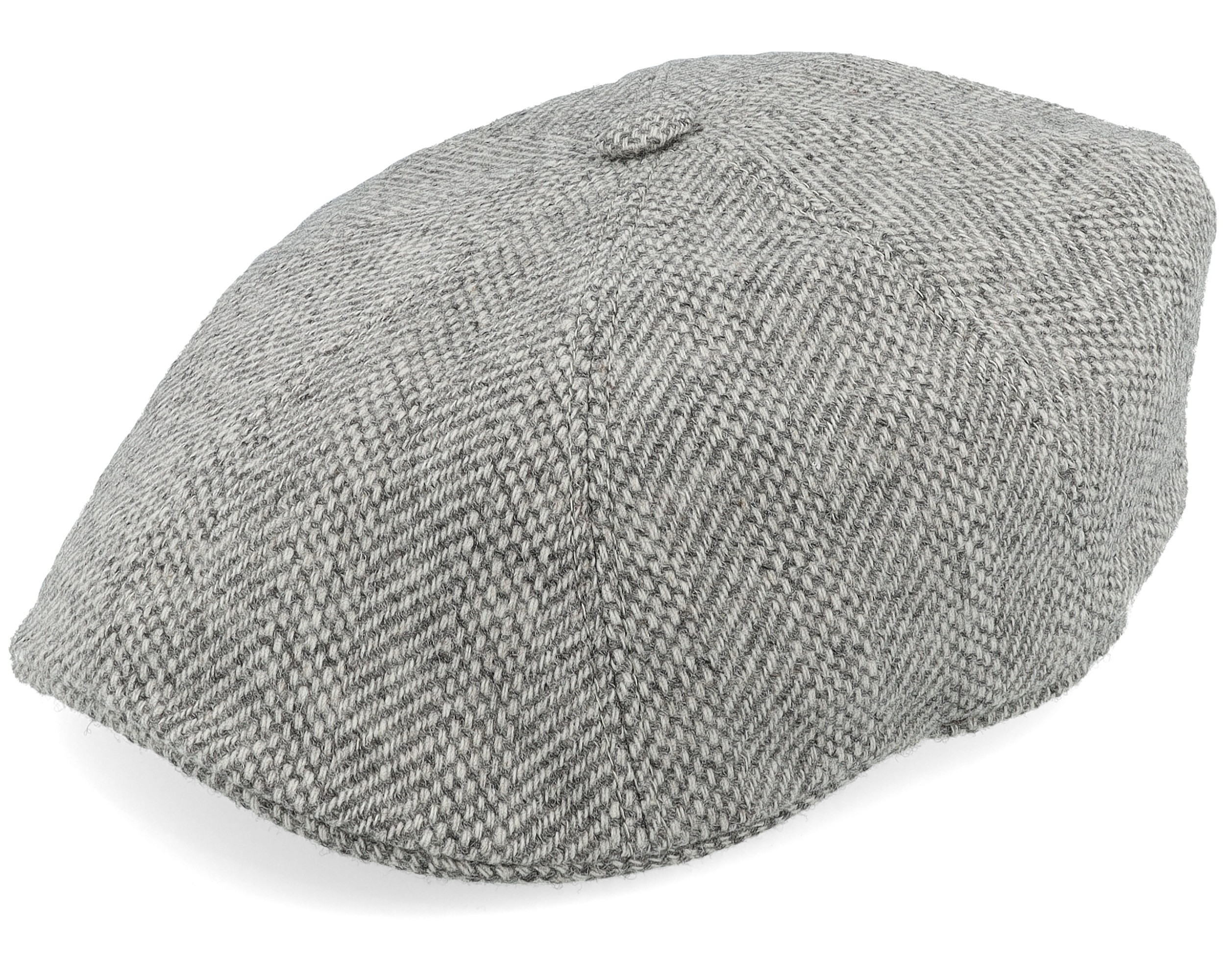 8-panel Cap Sustainable Wool White Light Grey Flat Cap - Hatstore.se