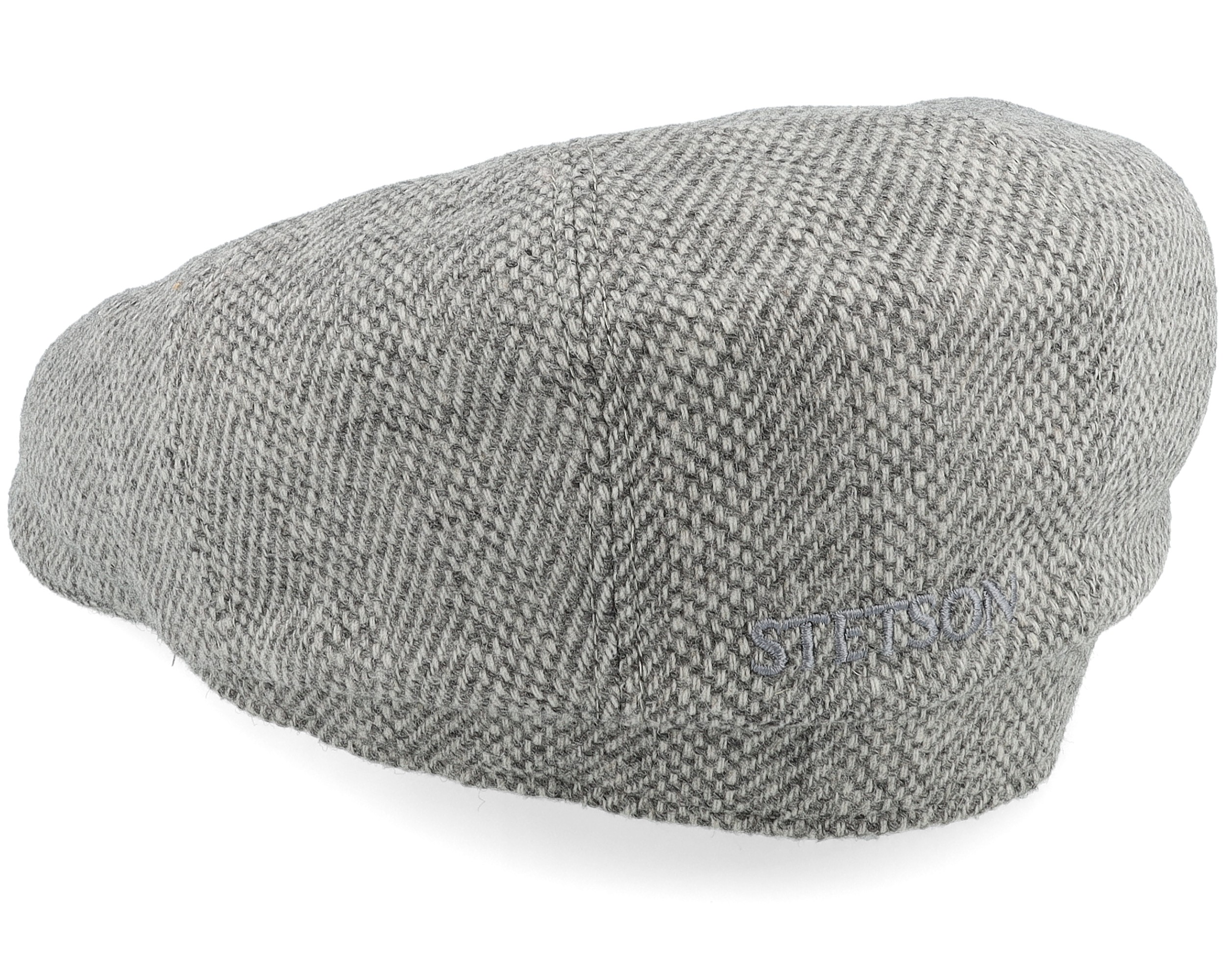 8-panel Cap Sustainable Wool White Light Grey Flat Cap - Hatstore.se