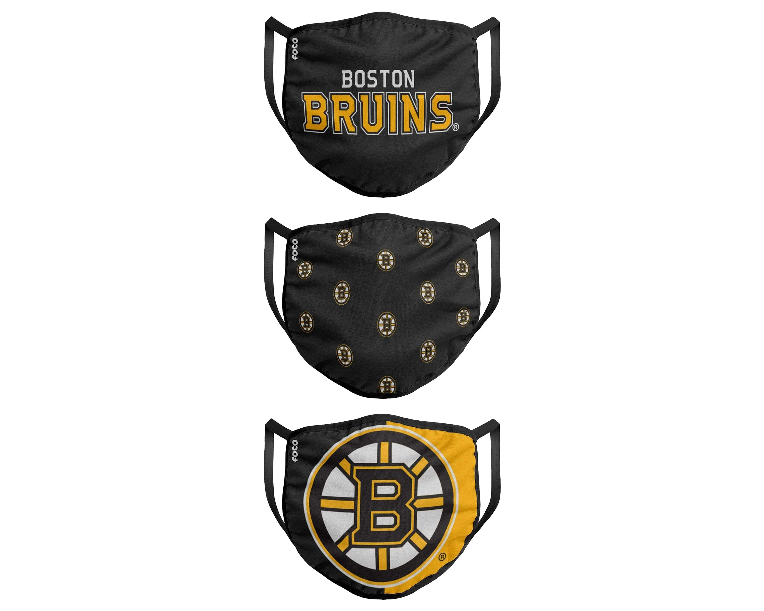 Boston Bruins 3-Pack NHL Black/Yellow Face Mask - Foco face mask ...
