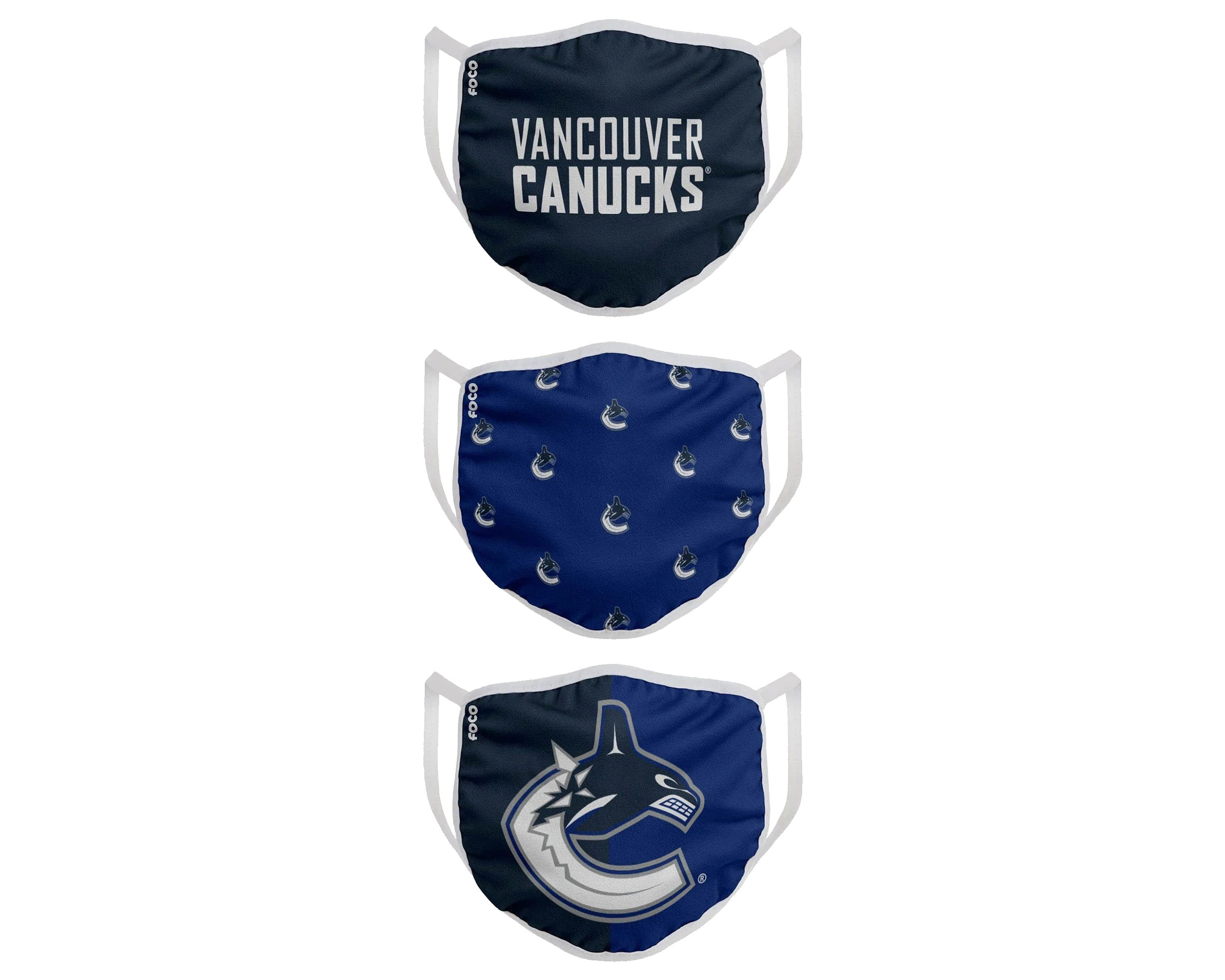 Vancouver Canucks 3-Pack NHL Navy Face Mask - Foco face mask ...