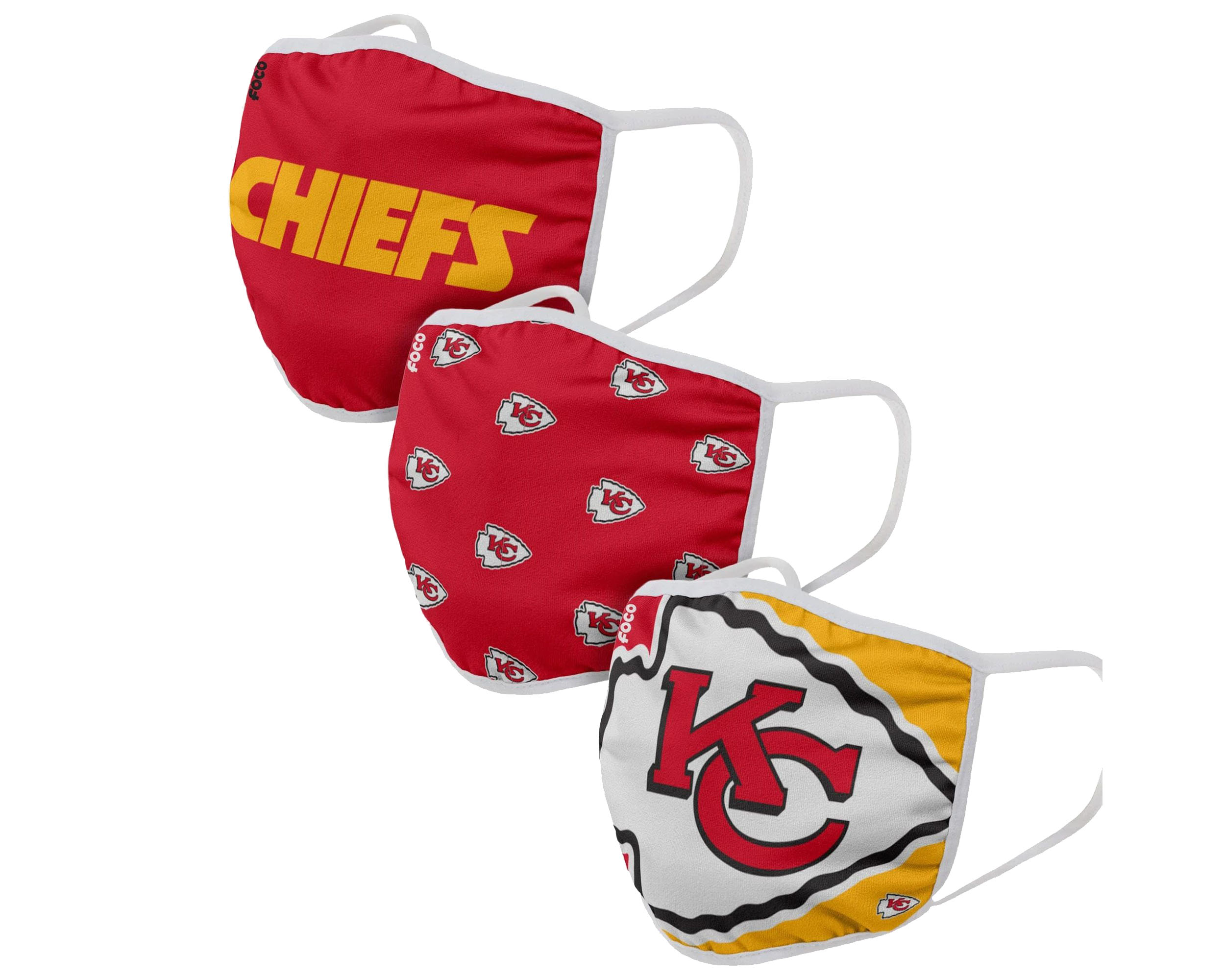 Kansas City Chiefs 3-Pack NFL Red/Yellow Face Mask | Hatstoreworld.com