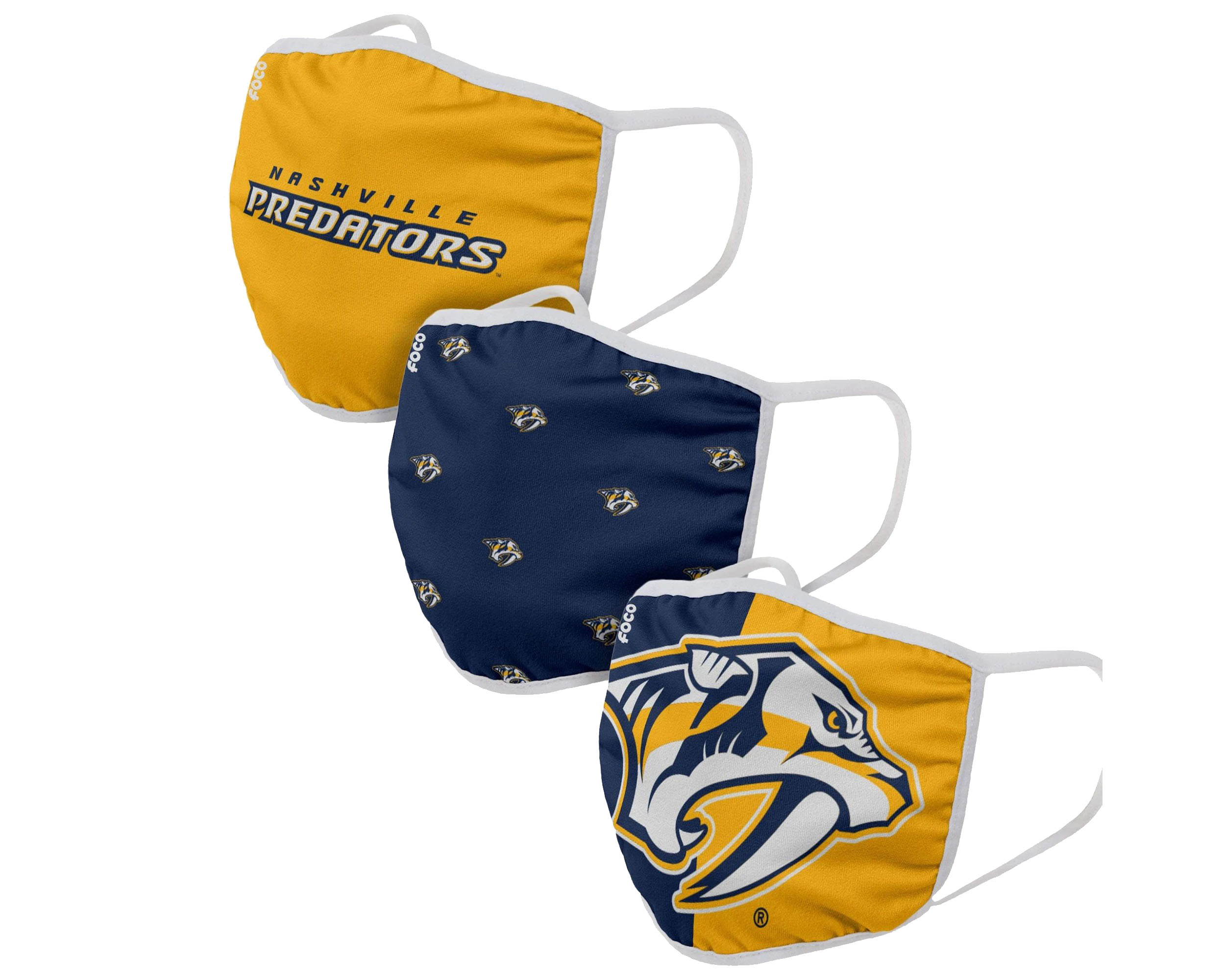 Nashville Predators 3-Pack NHL Navy/Yellow Face Mask | Hatstoreworld.com