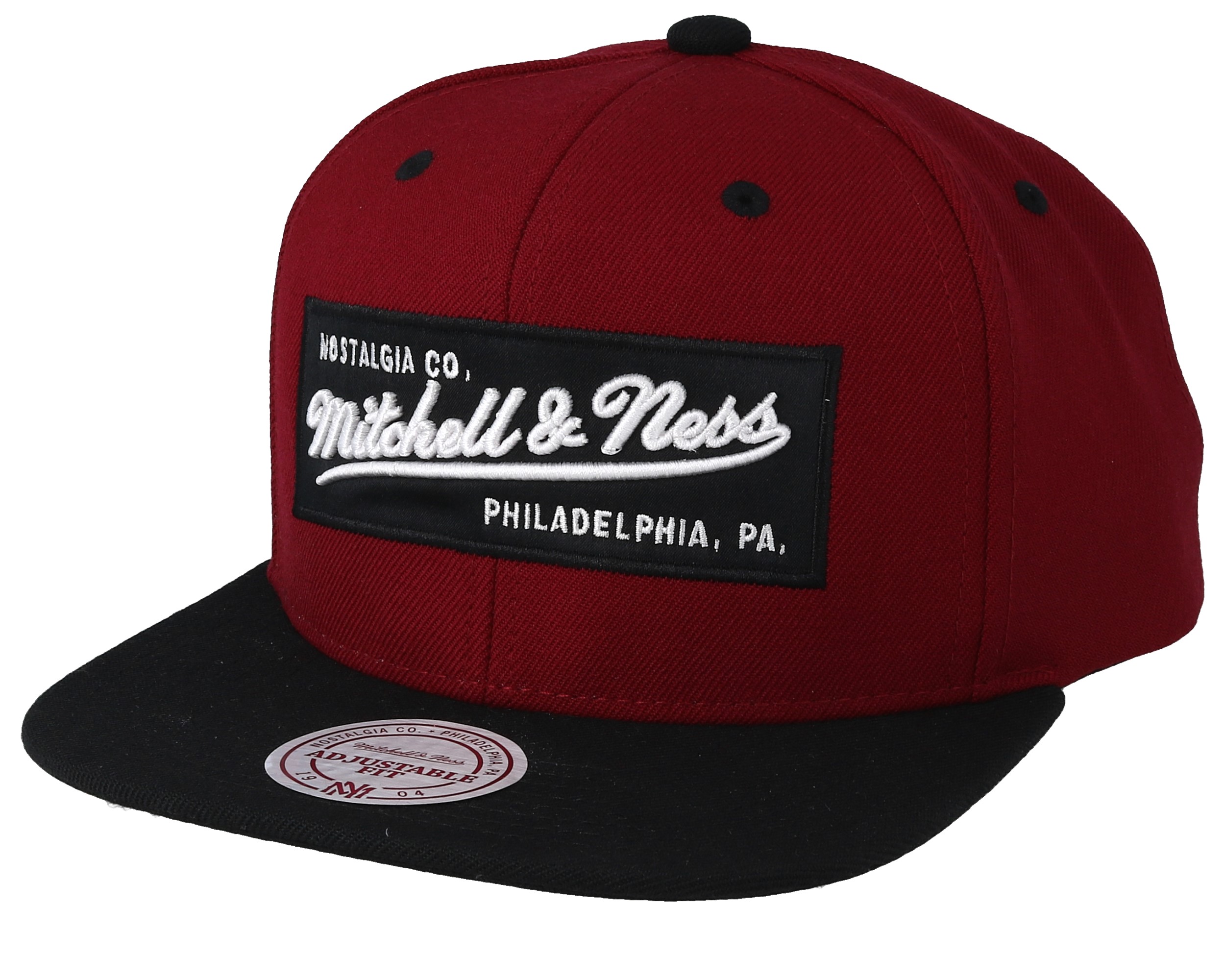 2 Tone Label Burgundy/Black Snapback - Mitchell & Ness | Hatstoreworld.com