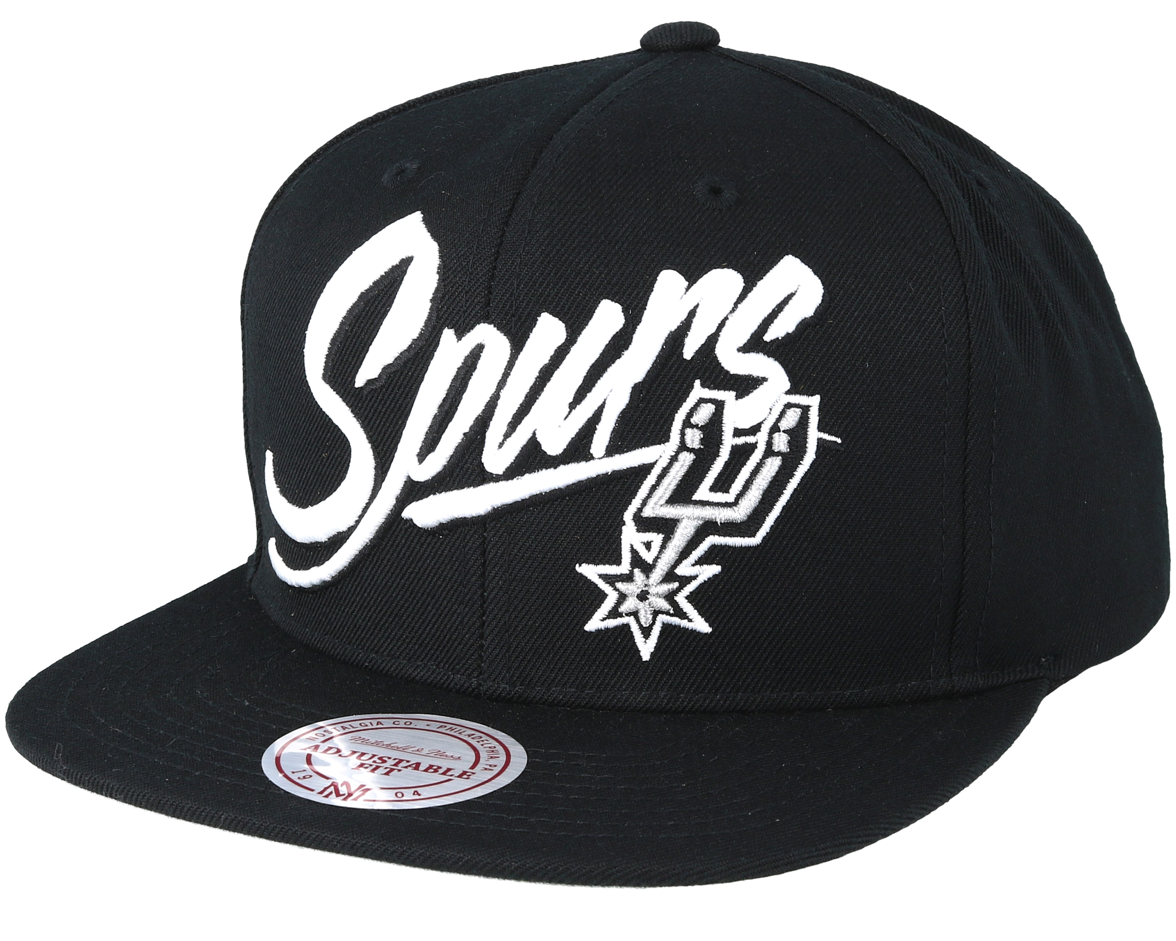 San Antonio Spurs Vice Script Solid Black Snapback | Hatstoreworld.com
