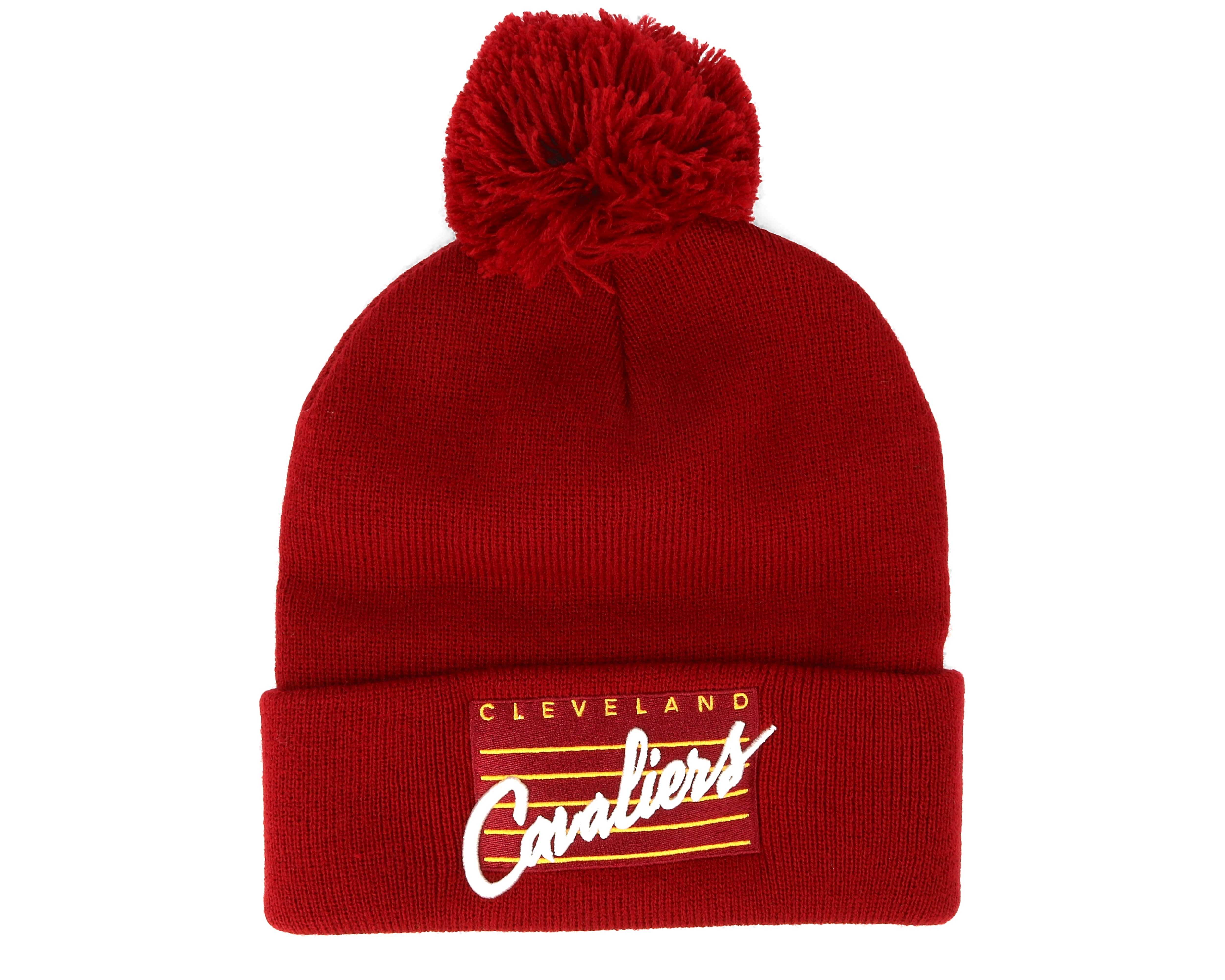 Cleveland Cavaliers Cursive Script Knit Burgundy Pom | Hatstoreworld.com