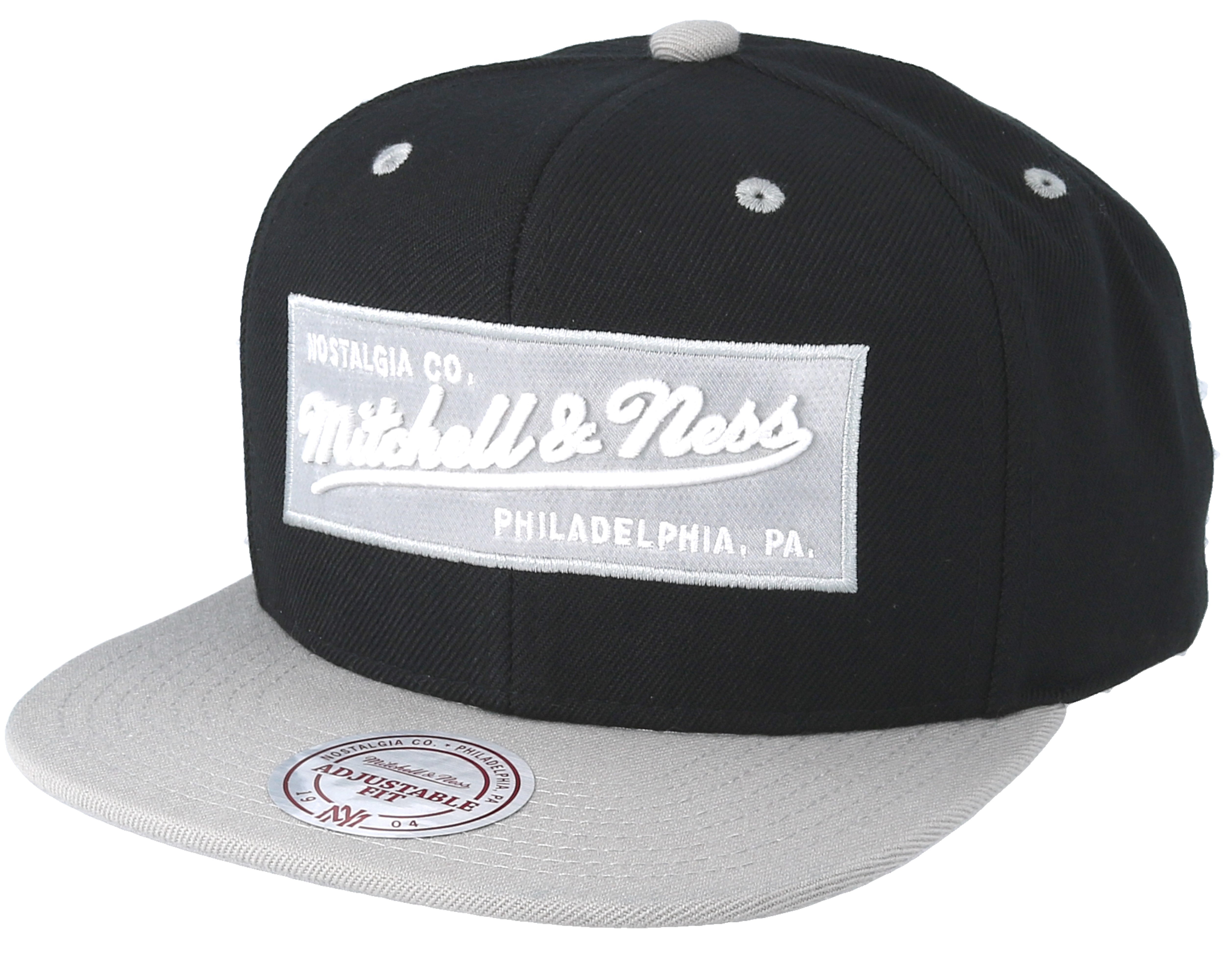2 Tone Label Black/Grey Snapback - Mitchell & Ness | Hatstoreworld.com
