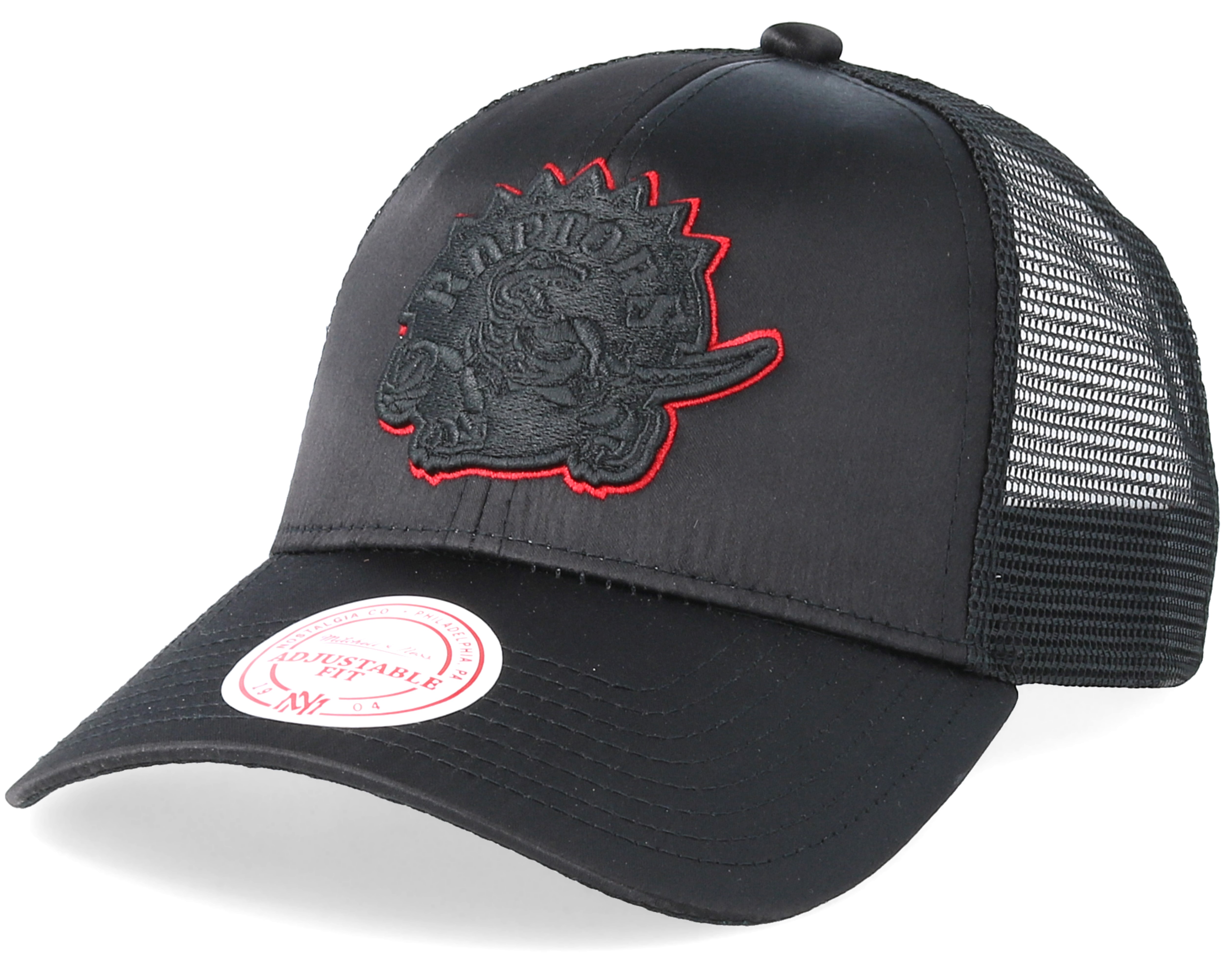 Toronto Raptors Satin Current Black/Black Trucker - Mitchell & Ness ...