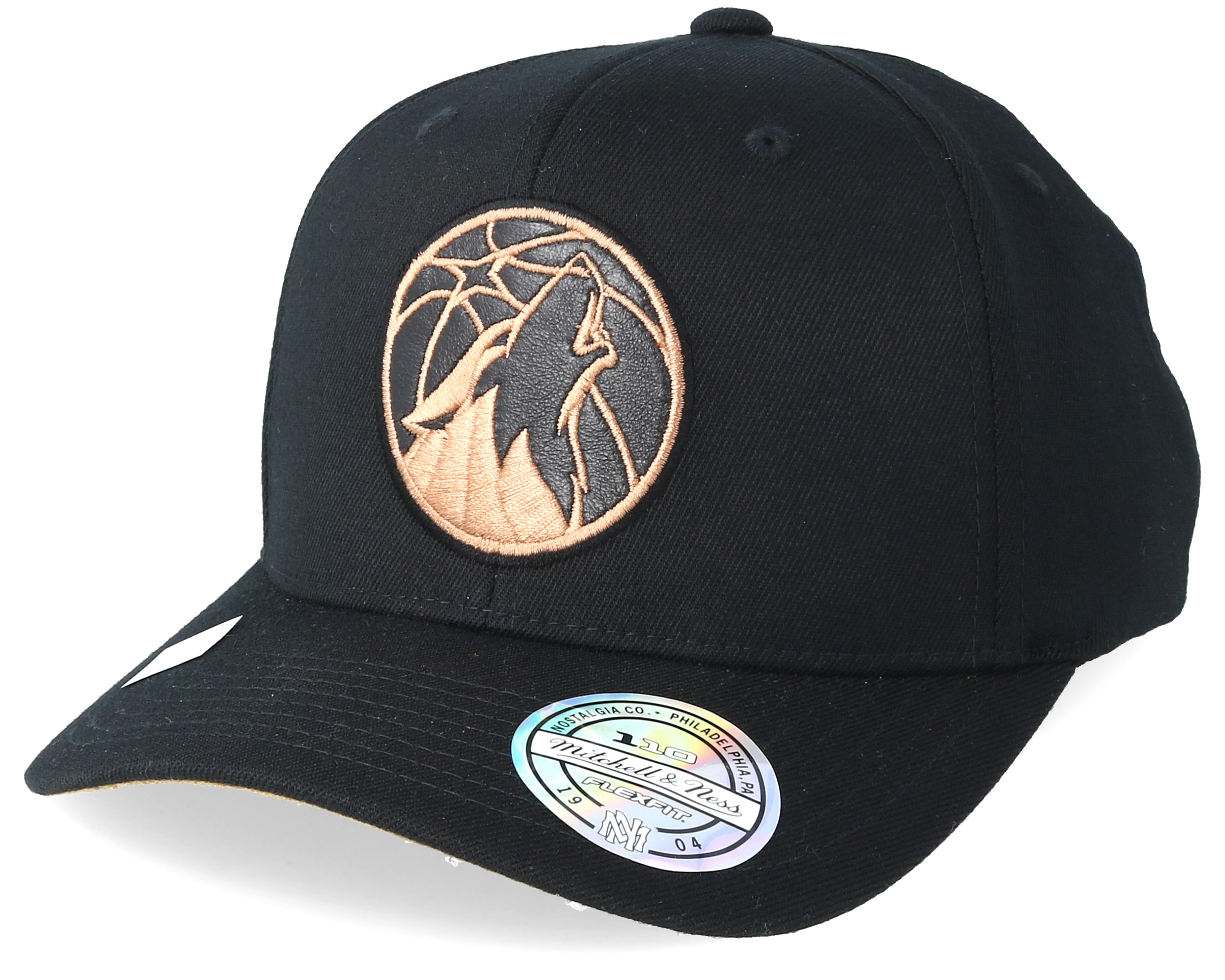 Minnesota Timberwolves Leather Logo Black 110 Adjustable - Mitchell ...