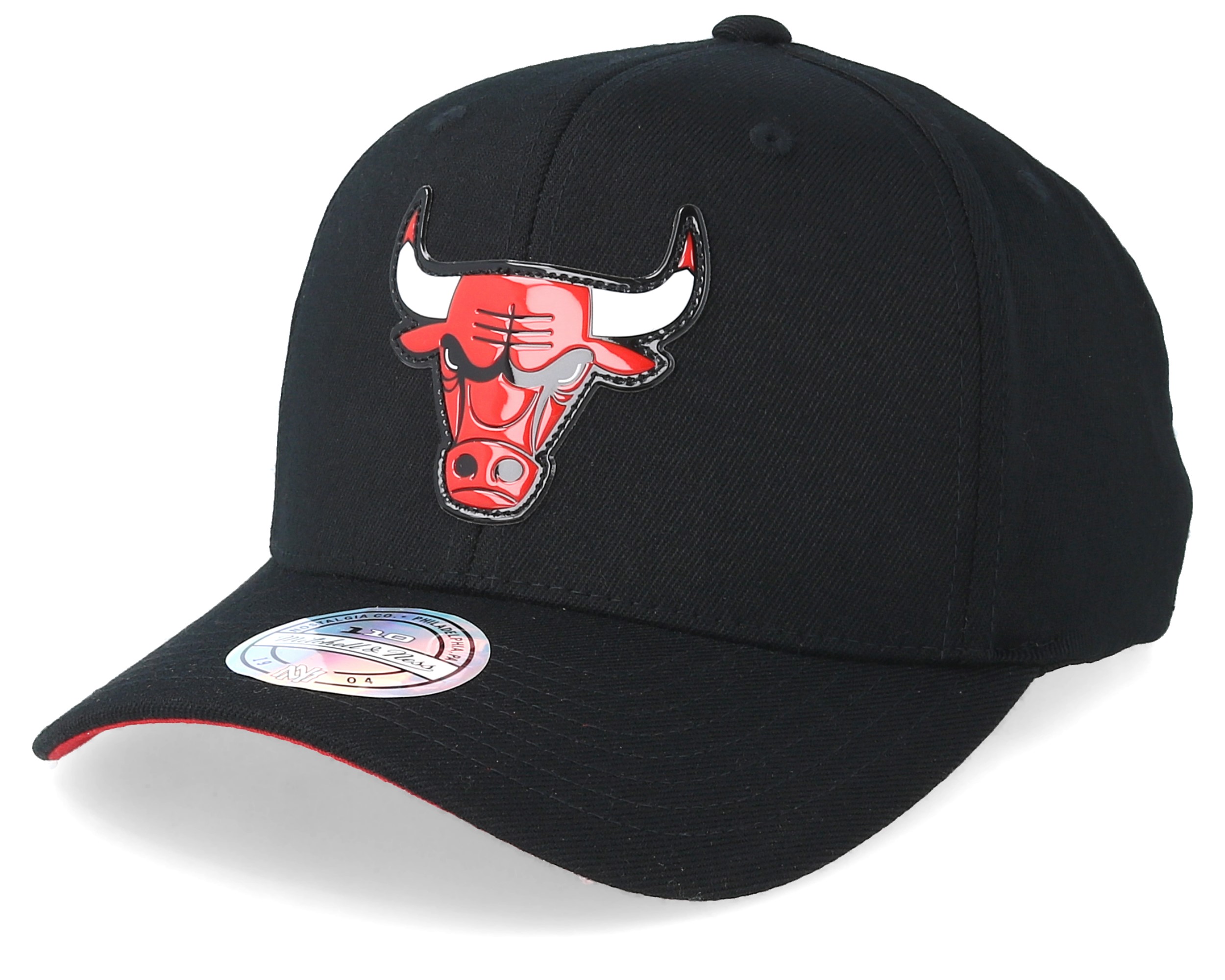 Chicago Bulls Chrome Logo Black 110 Adjustable | Hatstoreworld.com