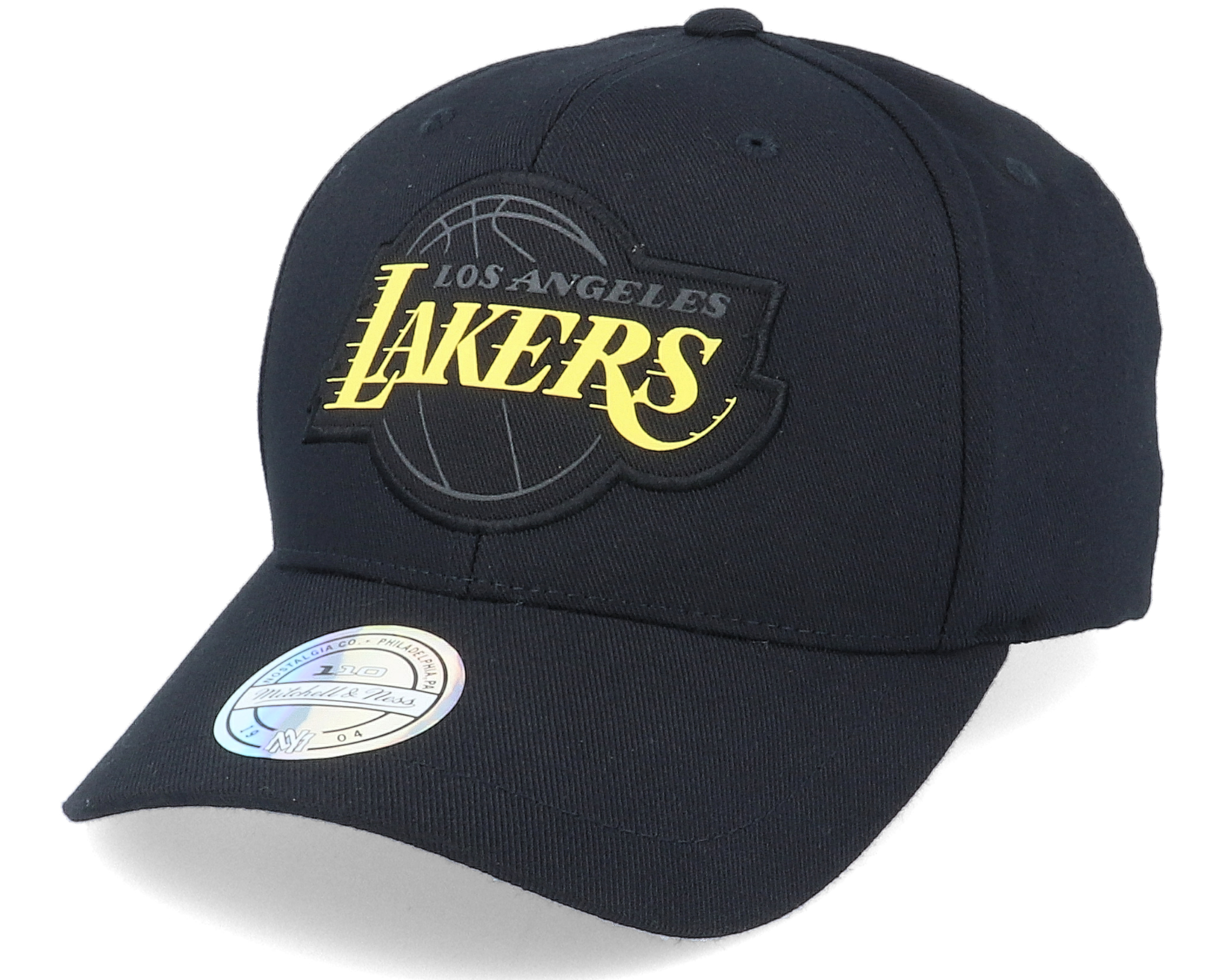 LA Lakers Siege Black 110 Adjustable - Mitchell & Ness | Hatstoreworld.com