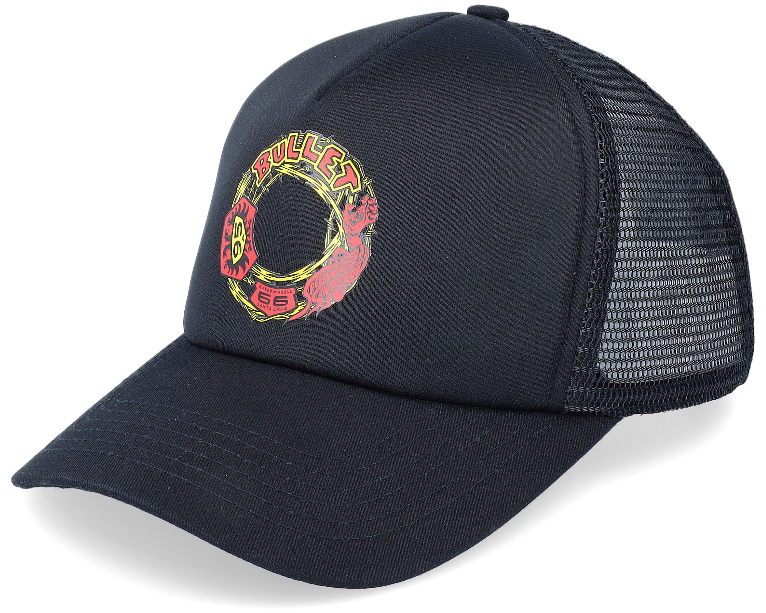 Santa Cruz Cap Black/Black Trucker | Hatstoreworld.com